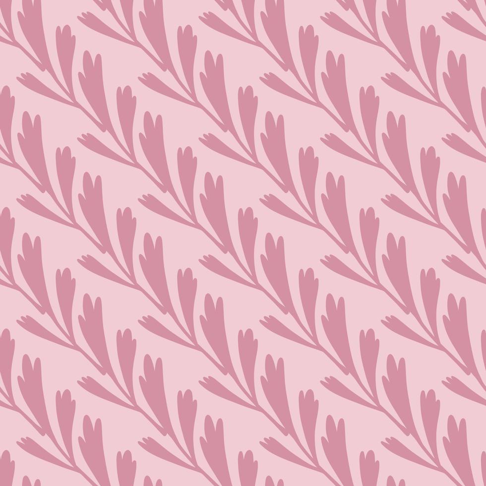 Garden seamless pattern with diagonal leaves silhouettes print. Pink ...