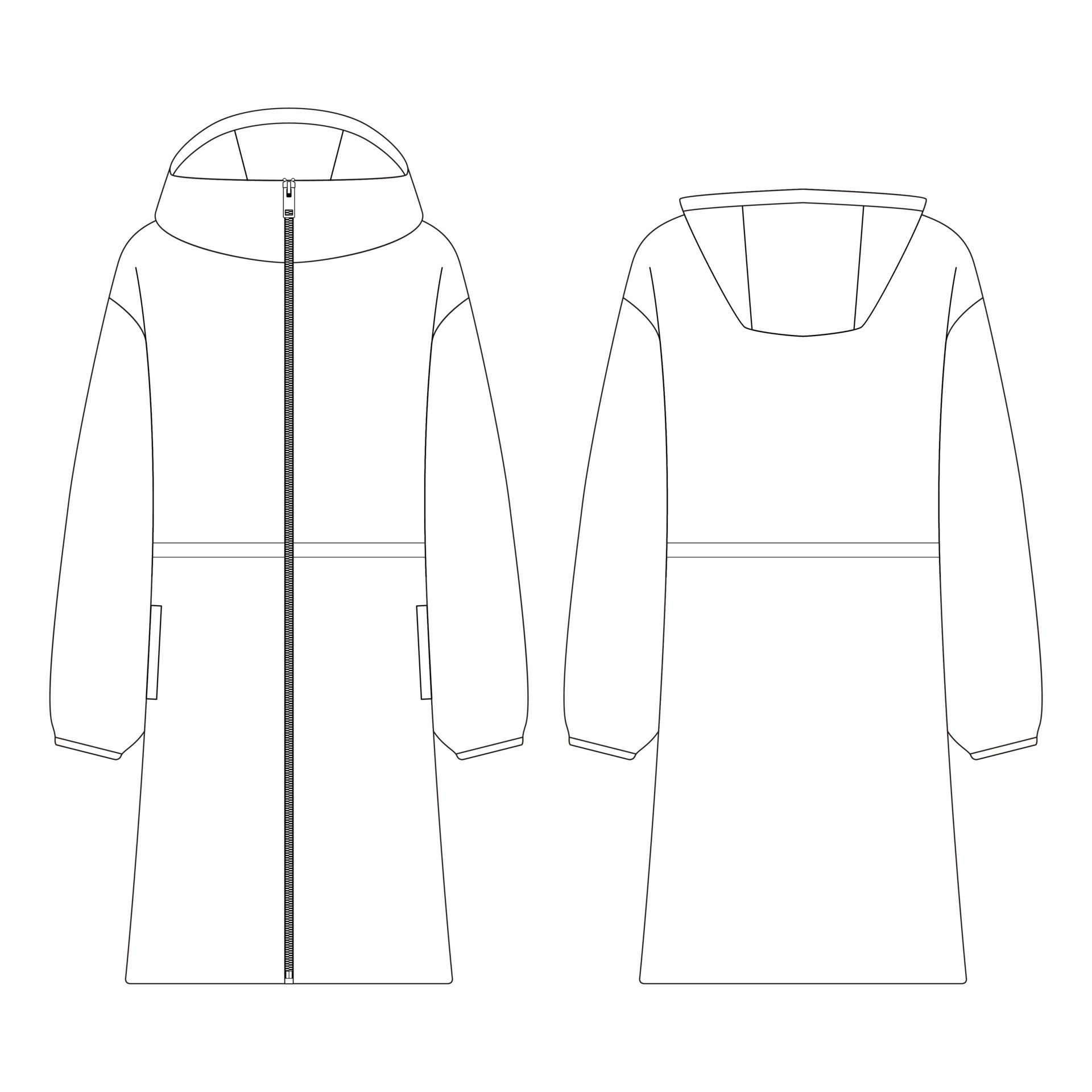 Template Women Long Parka Jacket Vector Illustration Flat Design