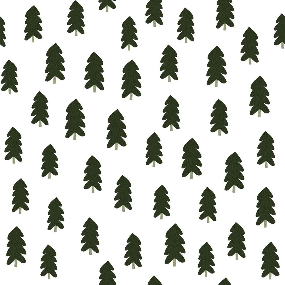 Hand drawn pine tree seamless pattern isolated on white background ...