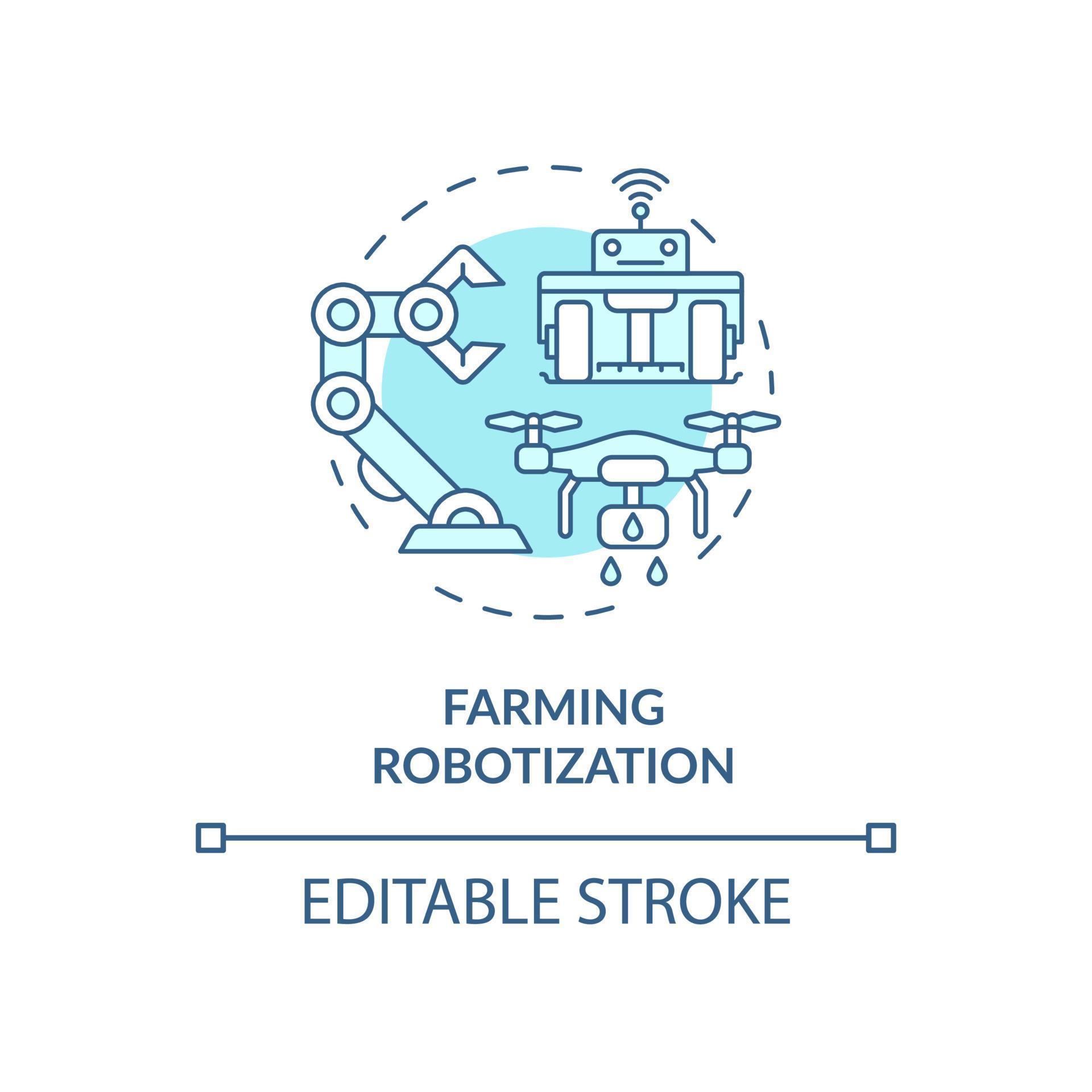 Farming robotization turquoise concept icon. Farm automation practices ...