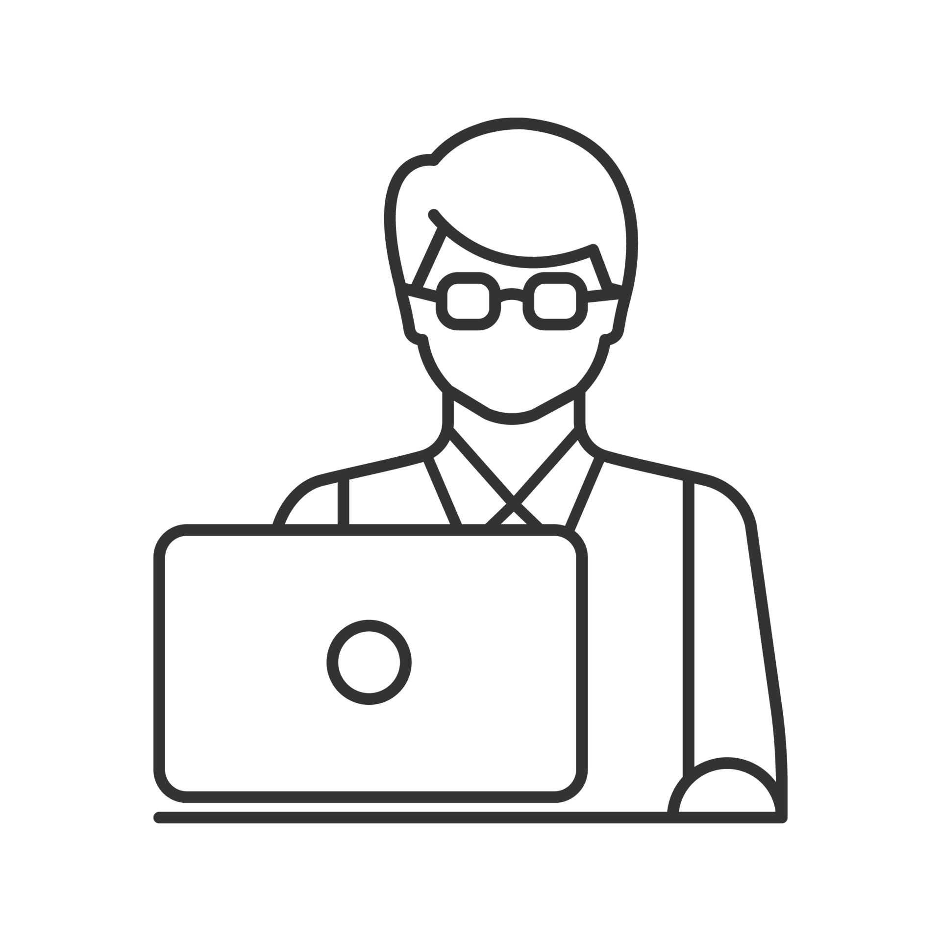 Programmer Linear Icon It Technologist Freelancer Thin Line Illustration Contour Symbol