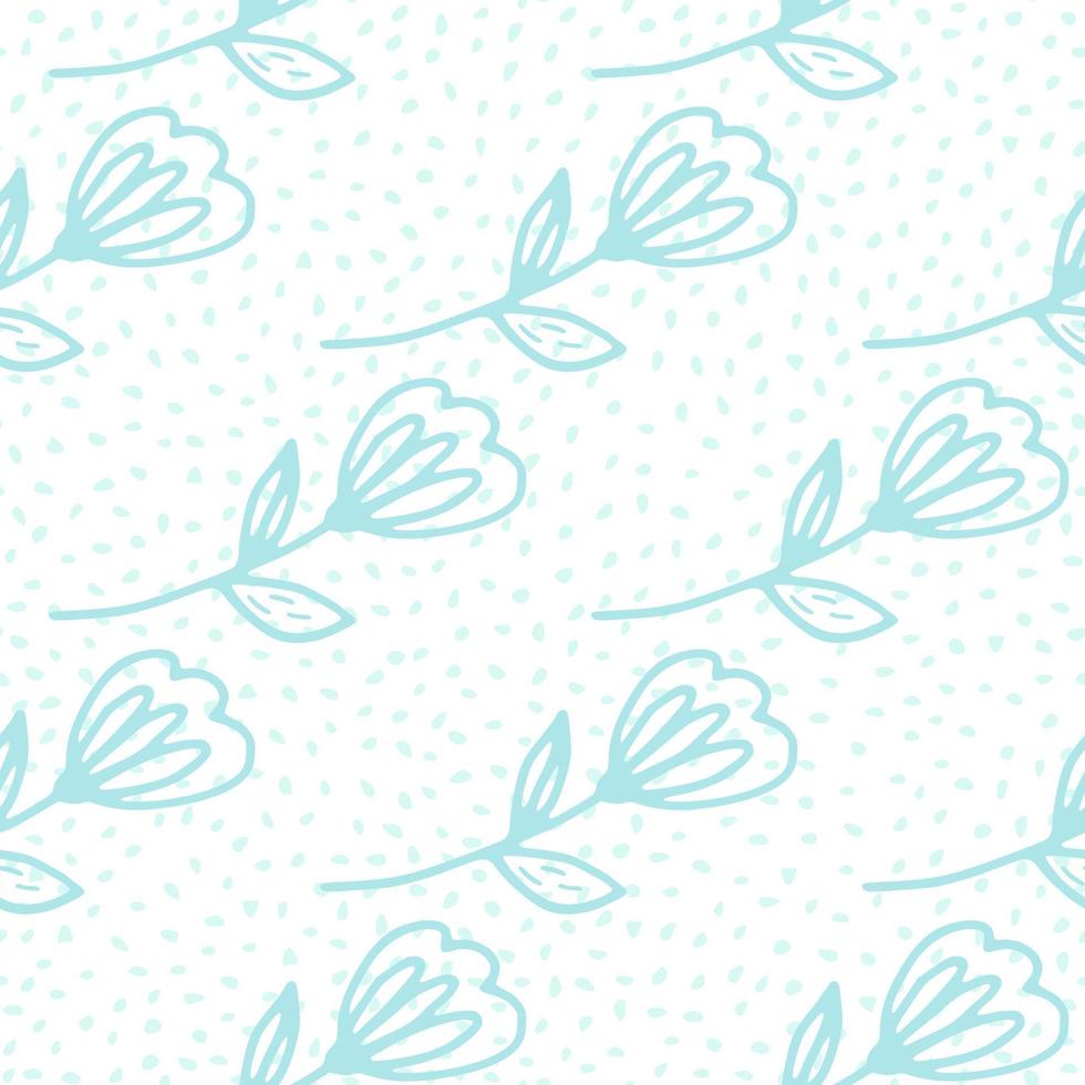 SImple blue flower seamless pattern in doodle style on white background ...