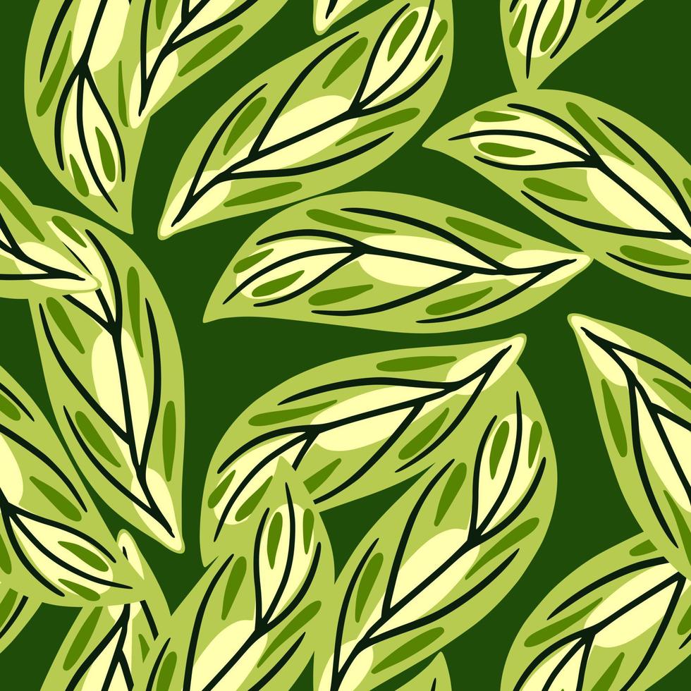 Bright nature botanic seamless pattern in green palette with leaf ornament. Random nature ...
