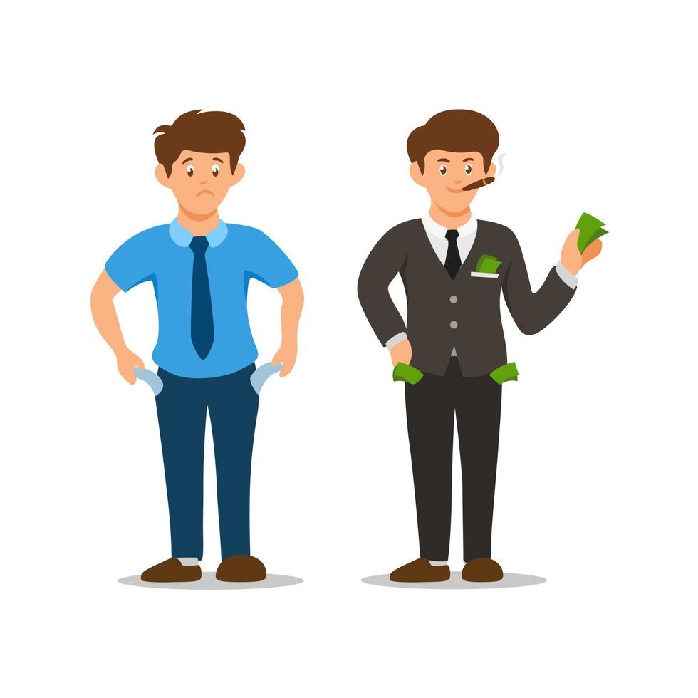 Poor Man And Rich Man Character Set Cartoon Illustration Vector 5632285