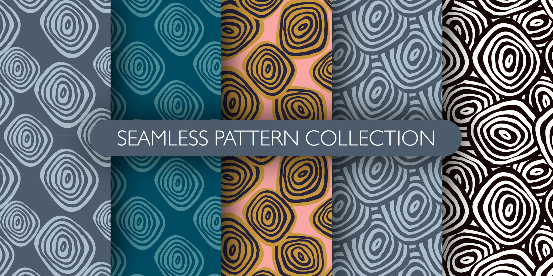 Set of hand drawn abstract geometric circles seamless pattern. Crossed ...