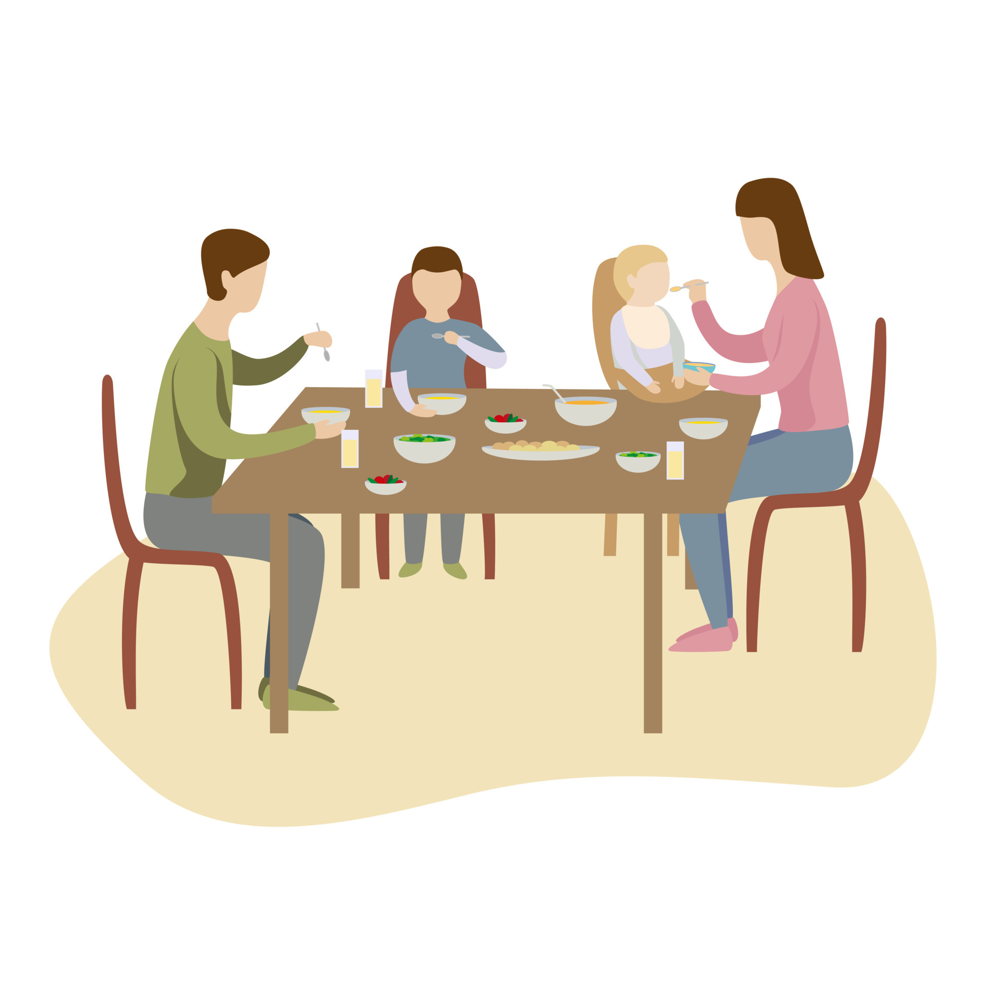 Family Dinner In Kitchen At The Big Table Mother Feed Baby 5636805 family-dinner-in-kitchen-at-the-big-table-mother-feed-baby-5636805