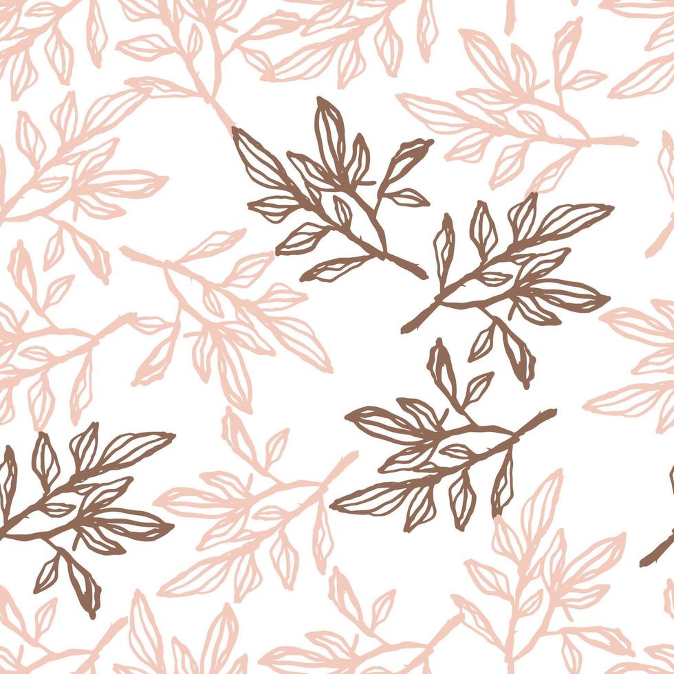 Seamless random pattern with dark and lilac outline branch ornament. Contoured botanic print ...
