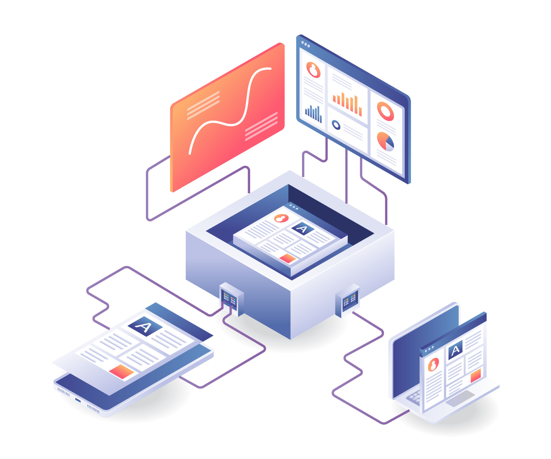 Smartphone and computer application web analysis 5638480 Vector Art at ...