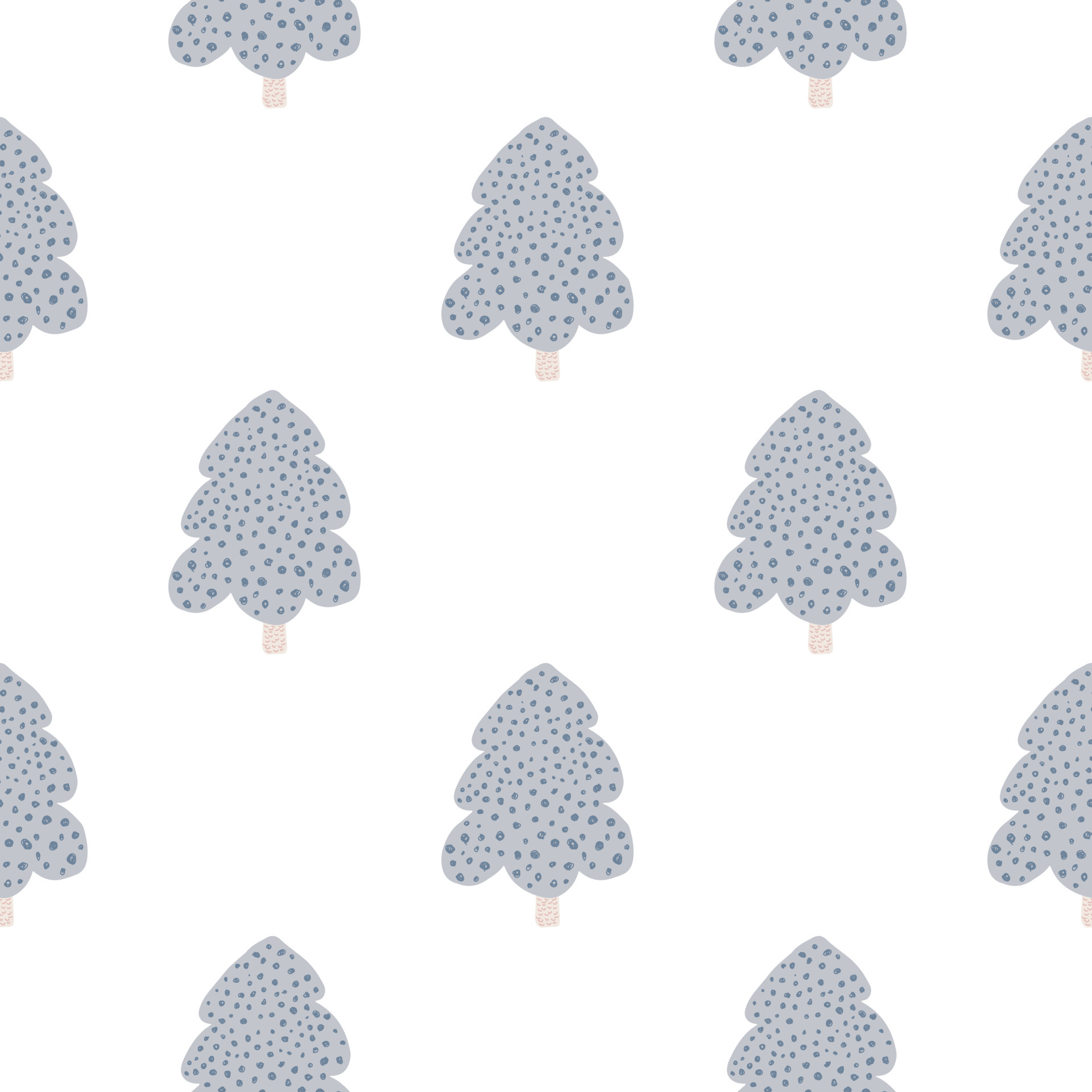Cute pine tree seamless pattern on white background. Forest backdrop in ...