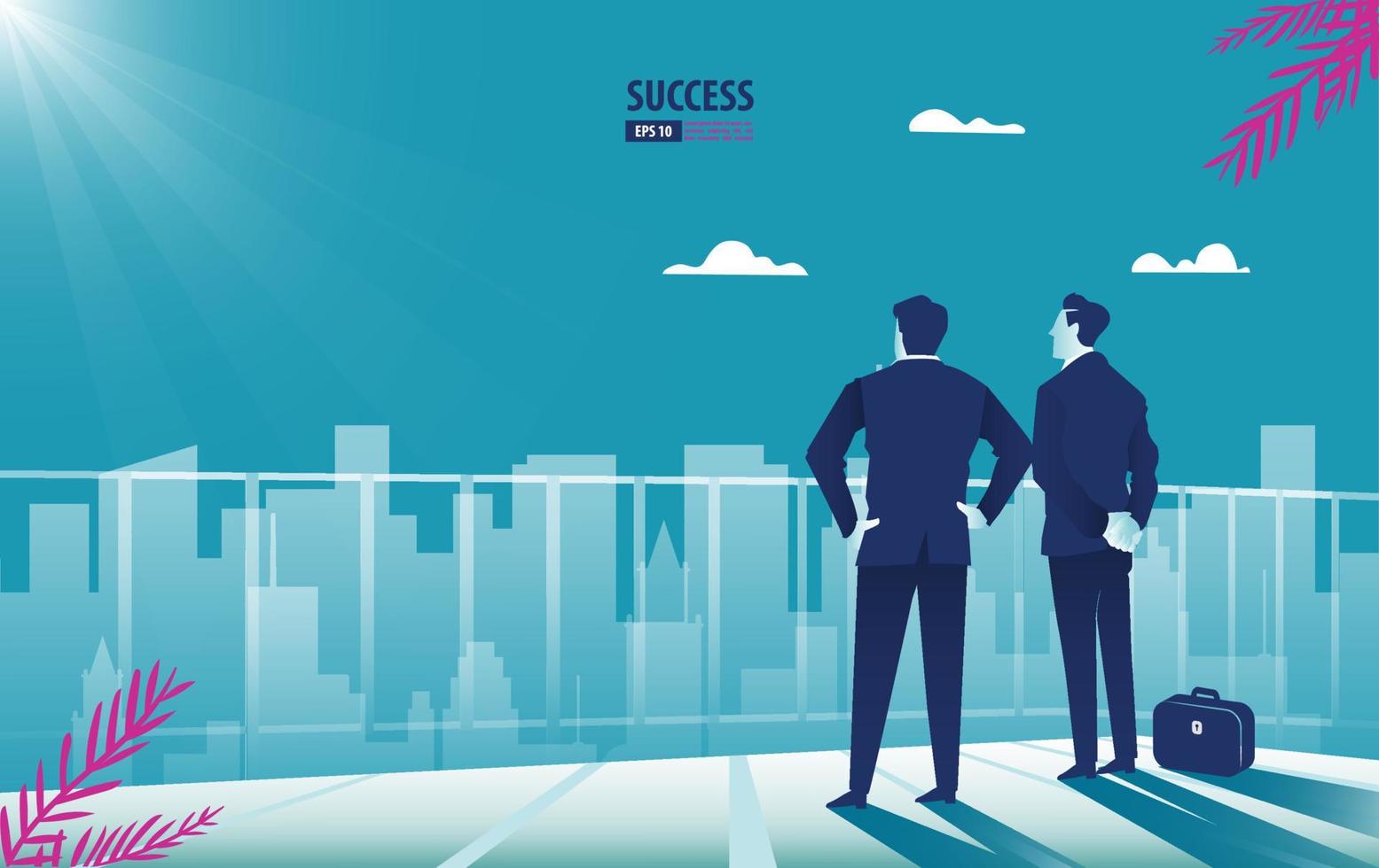 Successful Businessman Standing Looking Panoramic City Business Vector