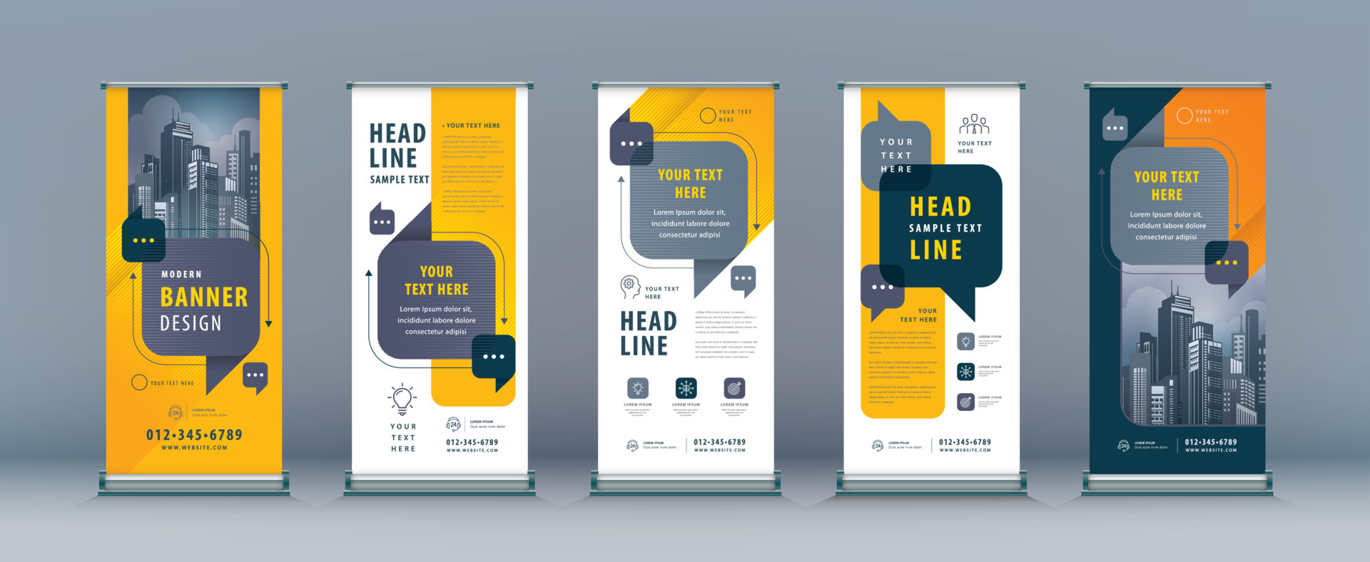 Banner Template Design. Abstract Speech talk Business Standee Roll Up ...