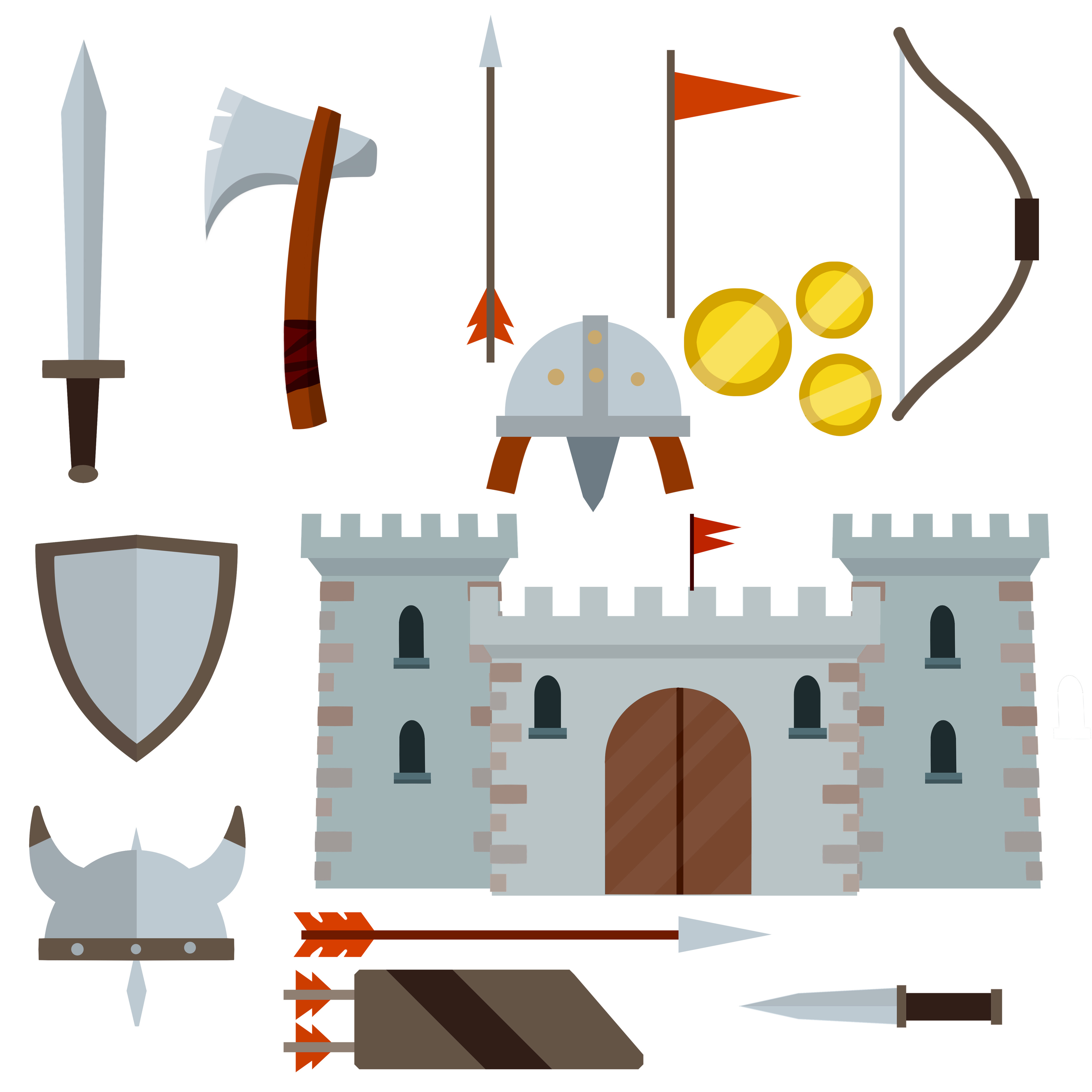 Medieval set of item. 5645781 Vector Art at Vecteezy