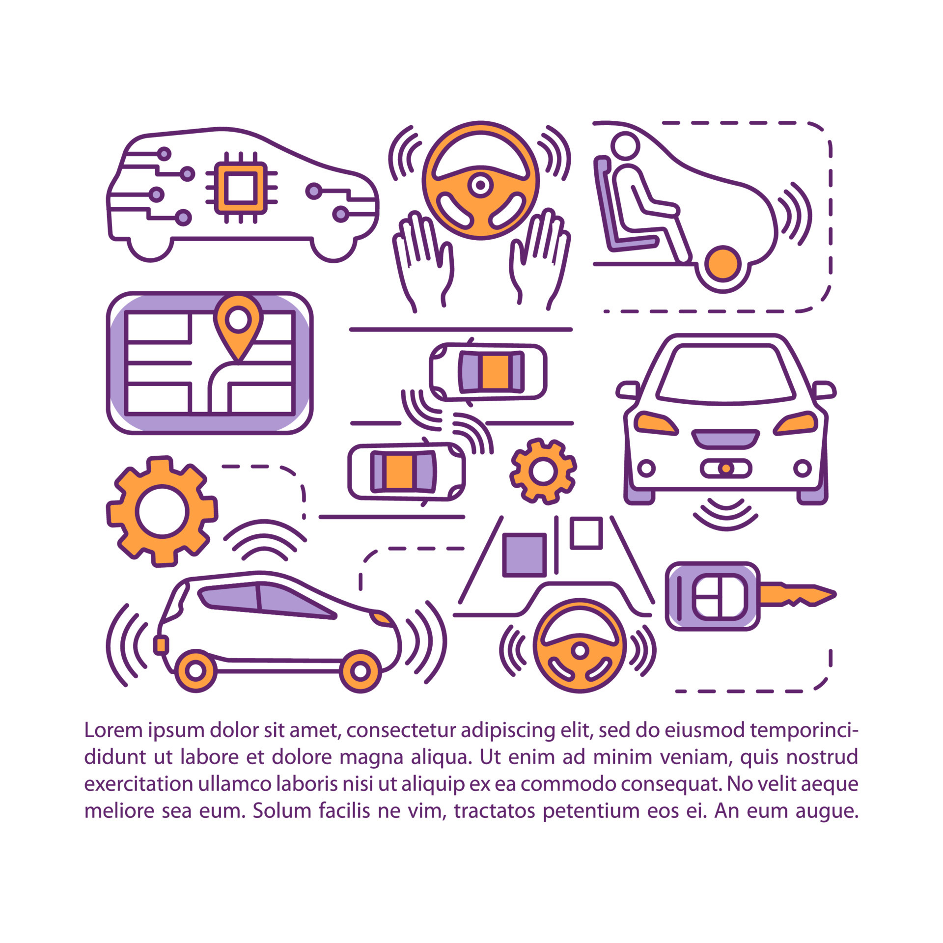 Self-driving car article page vector template. Autonomous car system ...