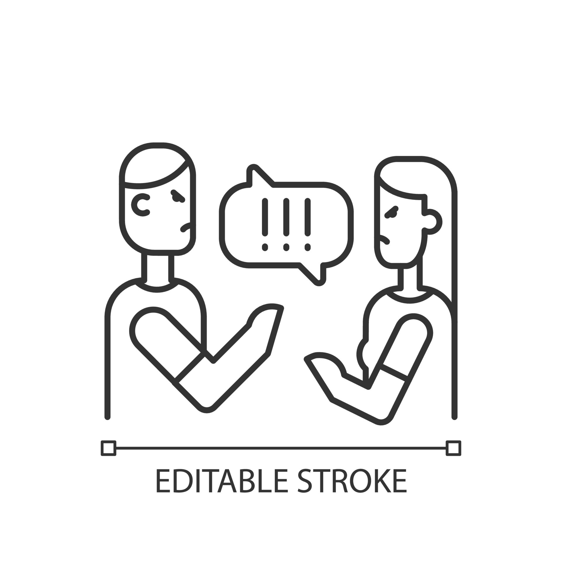 Couple criticizing each other linear icon. Young people quarreling ... Couple criticizing each other linear icon. Young people quarreling ...