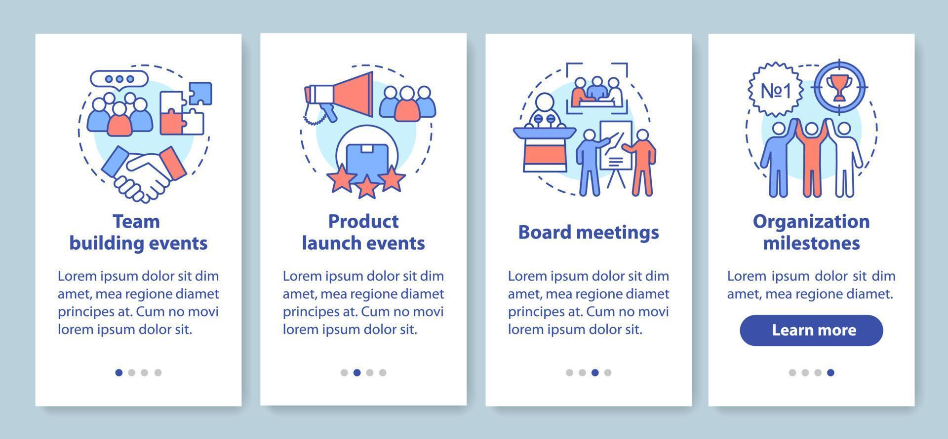 Corporate Event Management Services Onboarding Mobile App Page Screen
