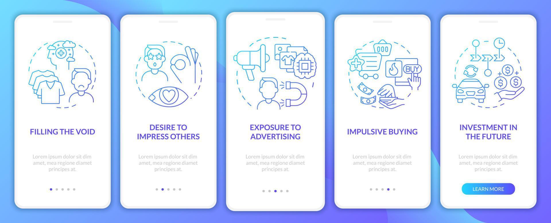 Reasons for consumerism gradient blue onboarding mobile app page screen ... Reasons for consumerism gradient blue onboarding mobile app page screen ...