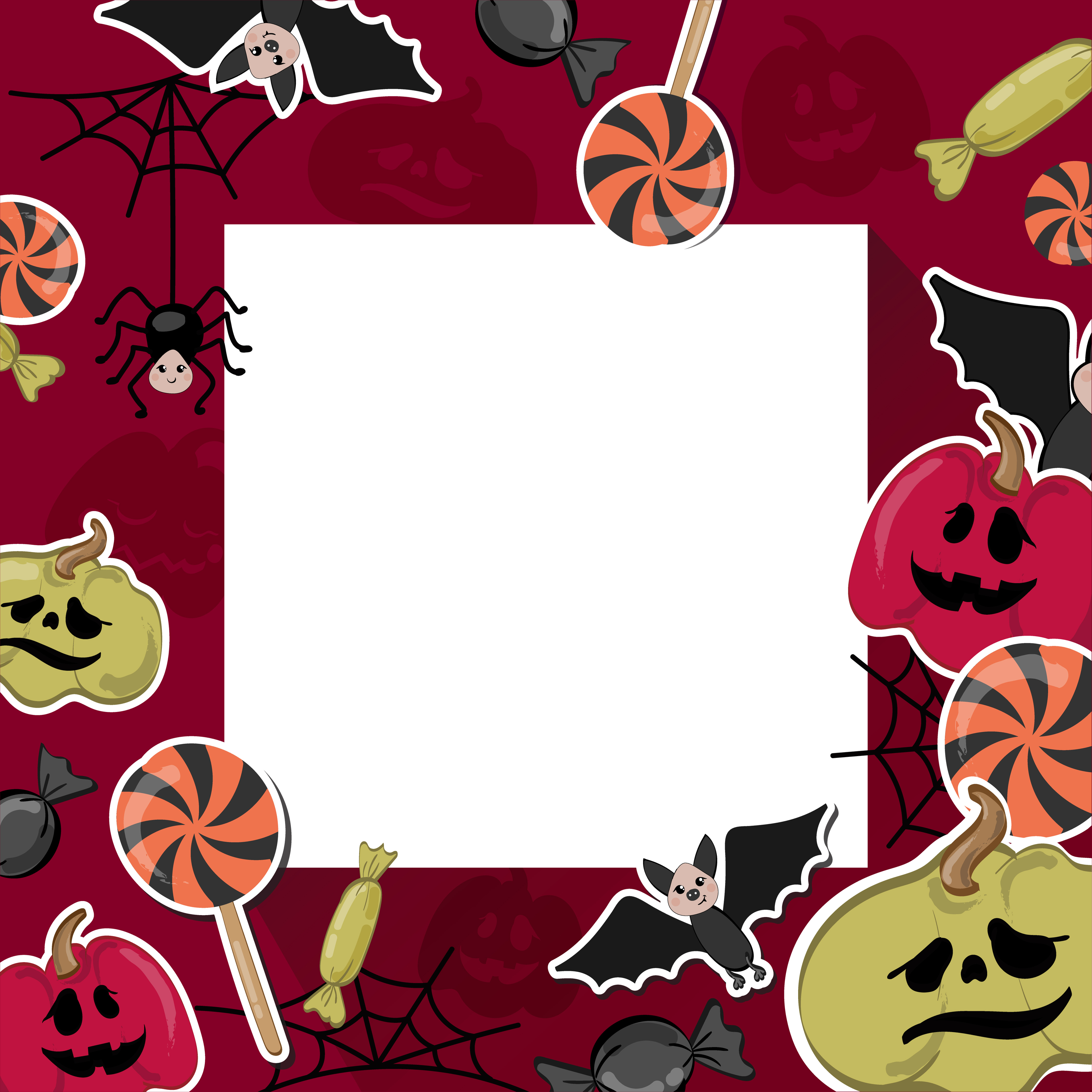 Halloween background with square frame. Postcard concept with place for ...