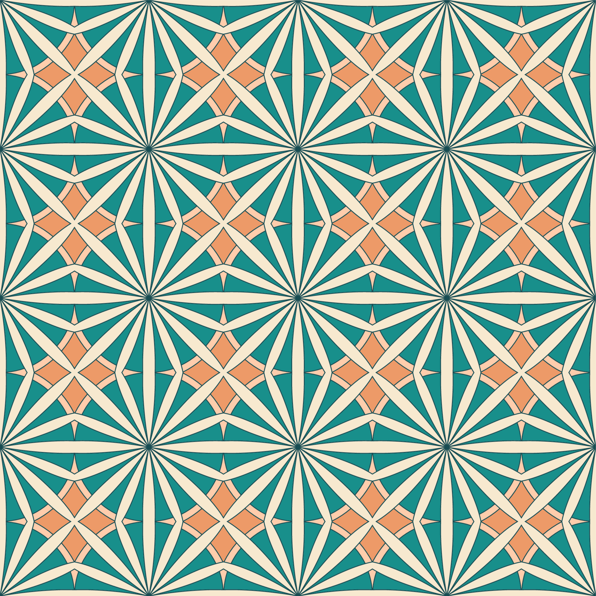 Ethnic Seamless Vector Pattern Green And Orange Geometric Flower Can Be Used For Design Of