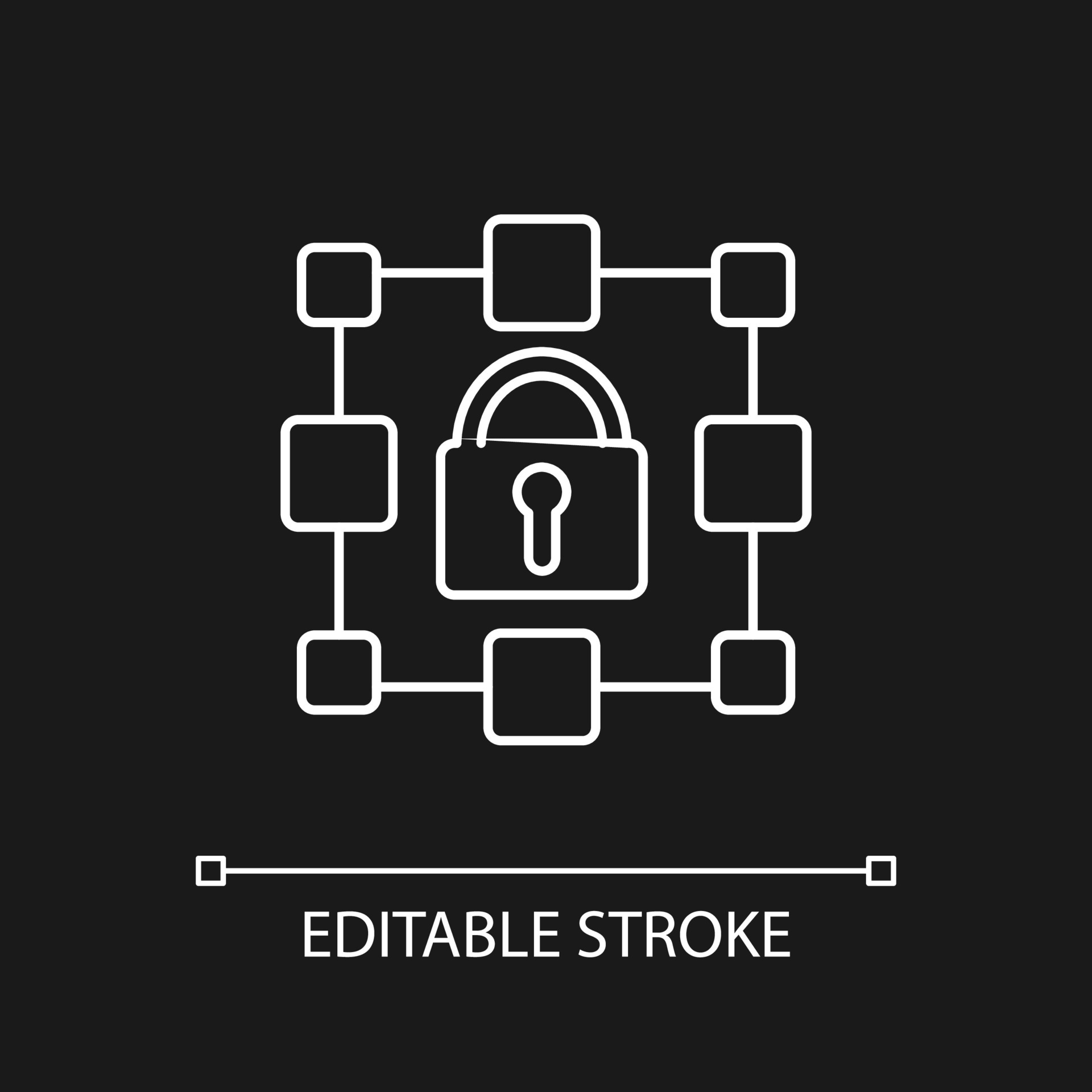 Blockchain White Linear Icon For Dark Theme Encrypted Data Blocks Storage Recording