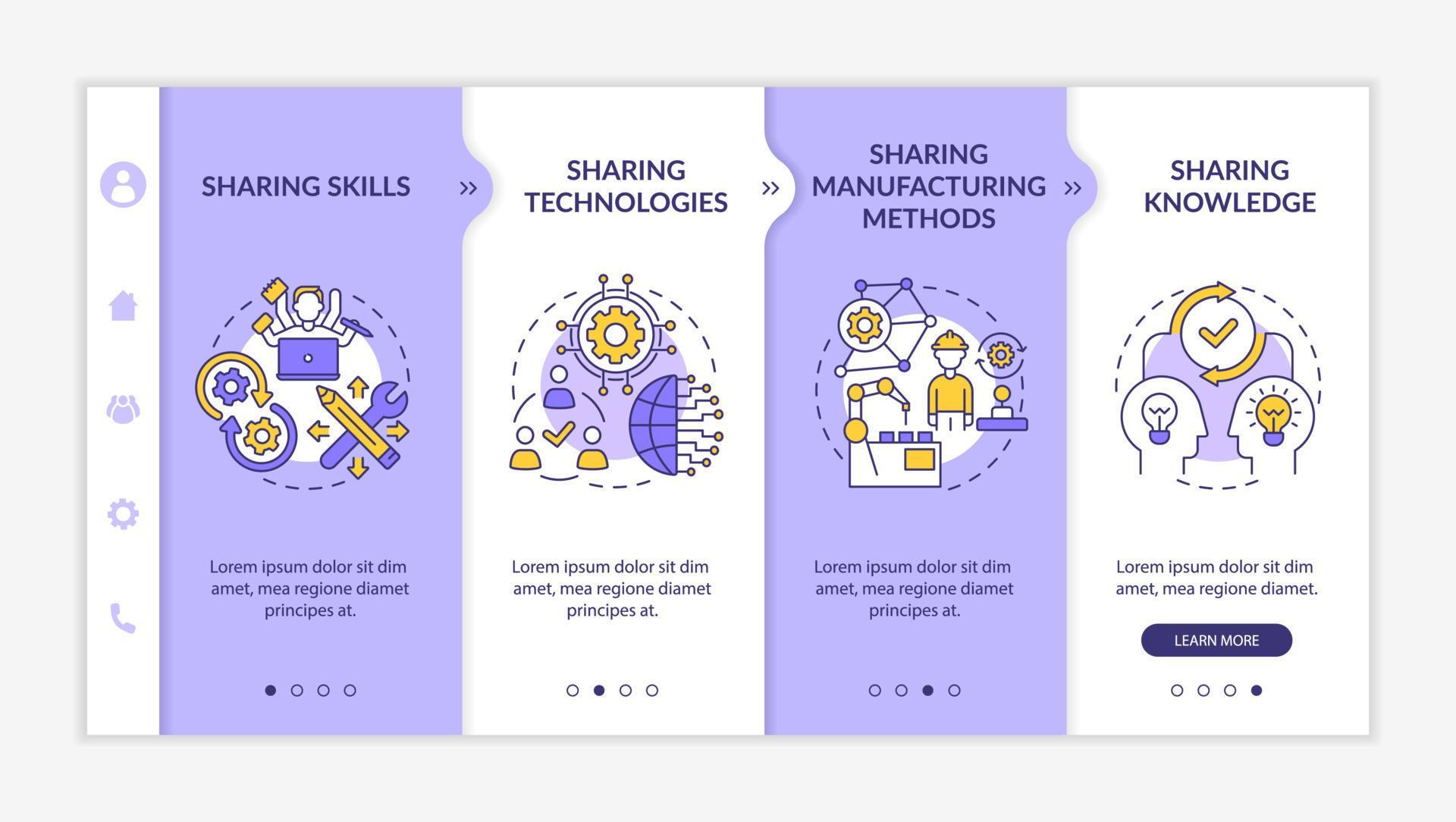 Transfer Methods Onboarding Vector Template Sharing Skills Responsive Mobile Website With