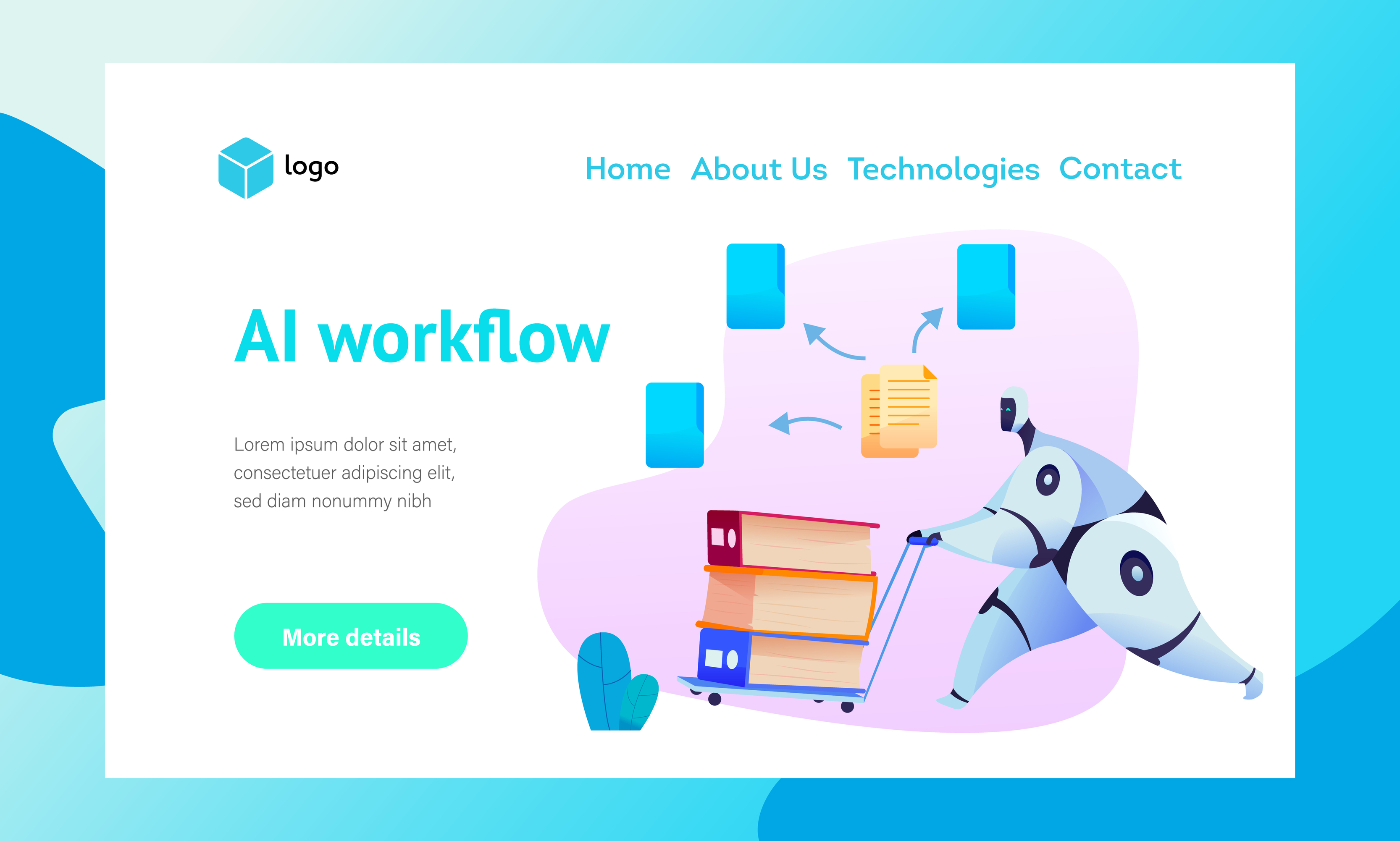 Robot Runs With Cart Of Folders Sorts Documents 5661797 Vector Art At Vecteezy