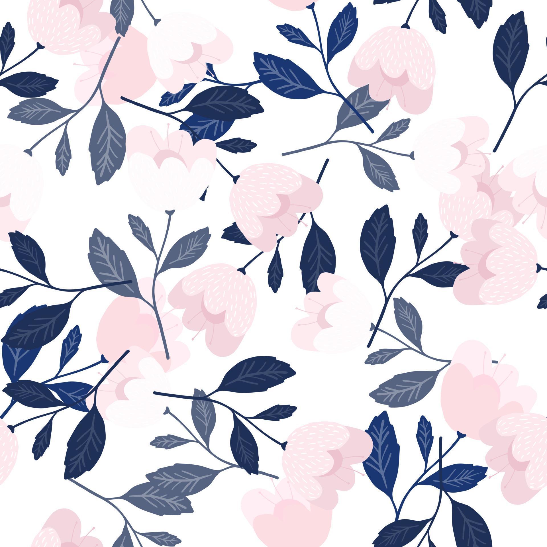 Beautiful blue flowers seamless pattern. Botany texture. cute Floral ...