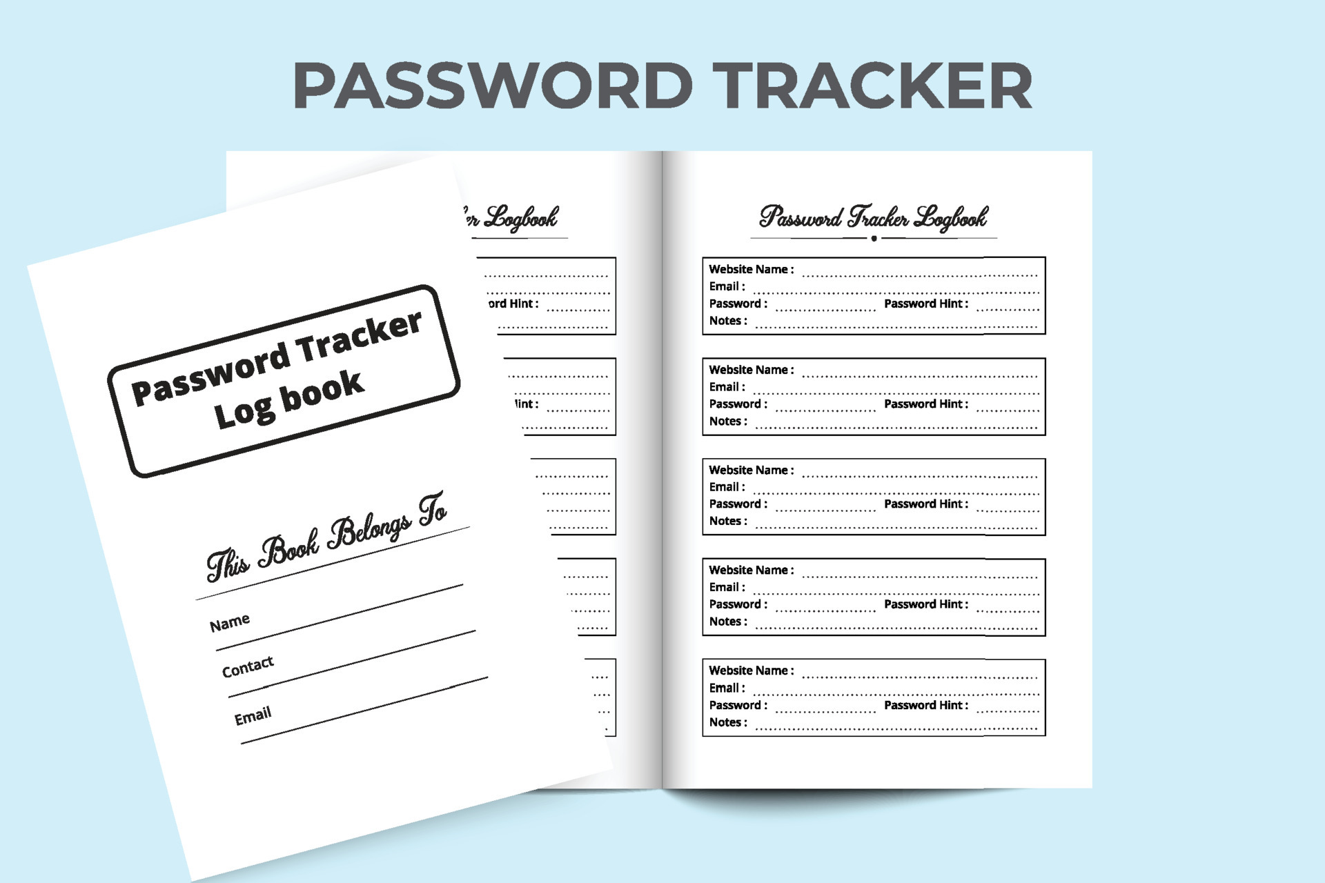 Password Tracker Log Book Interior Website Information And Password