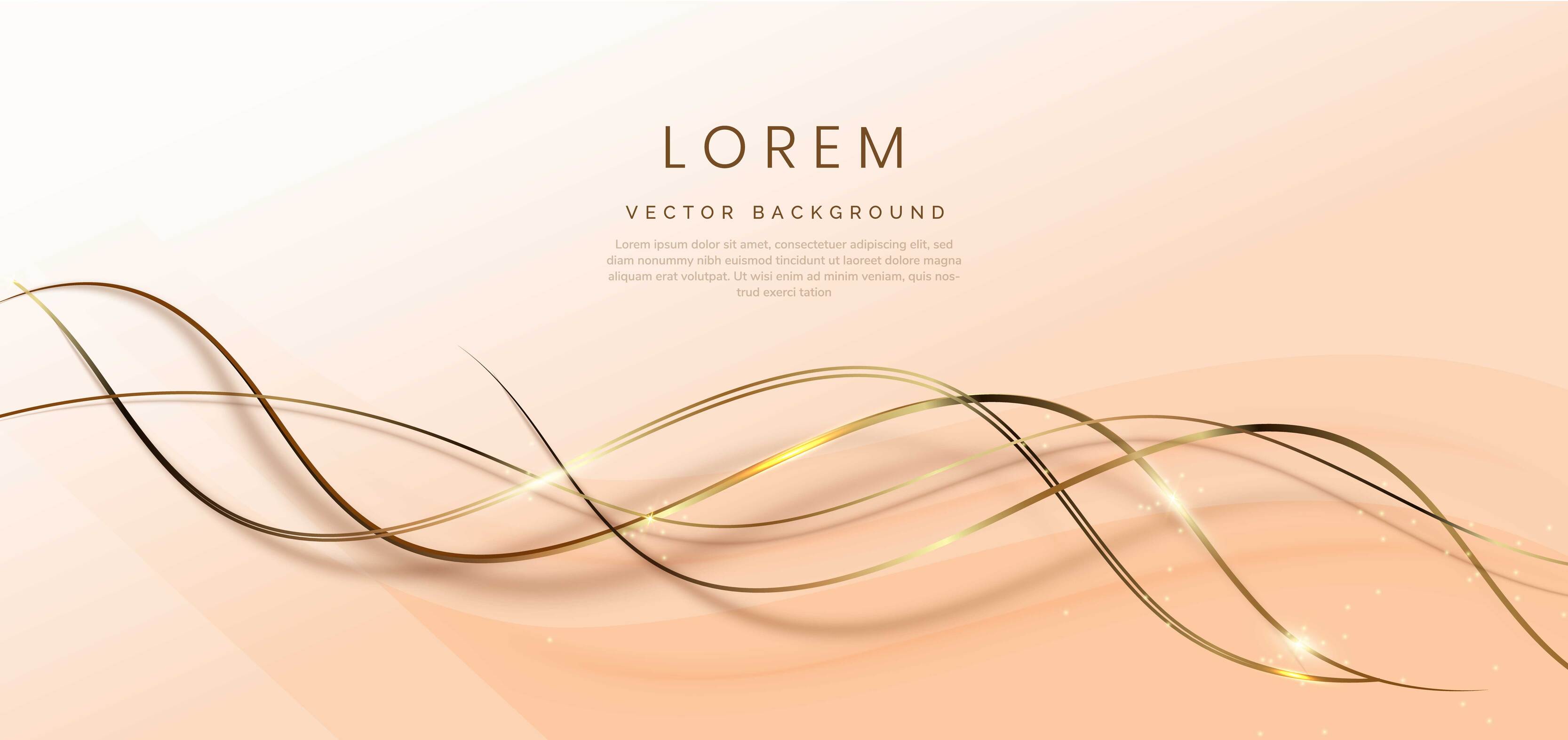 Abstract 3d gold and soft brown curved lines layers background with ...
