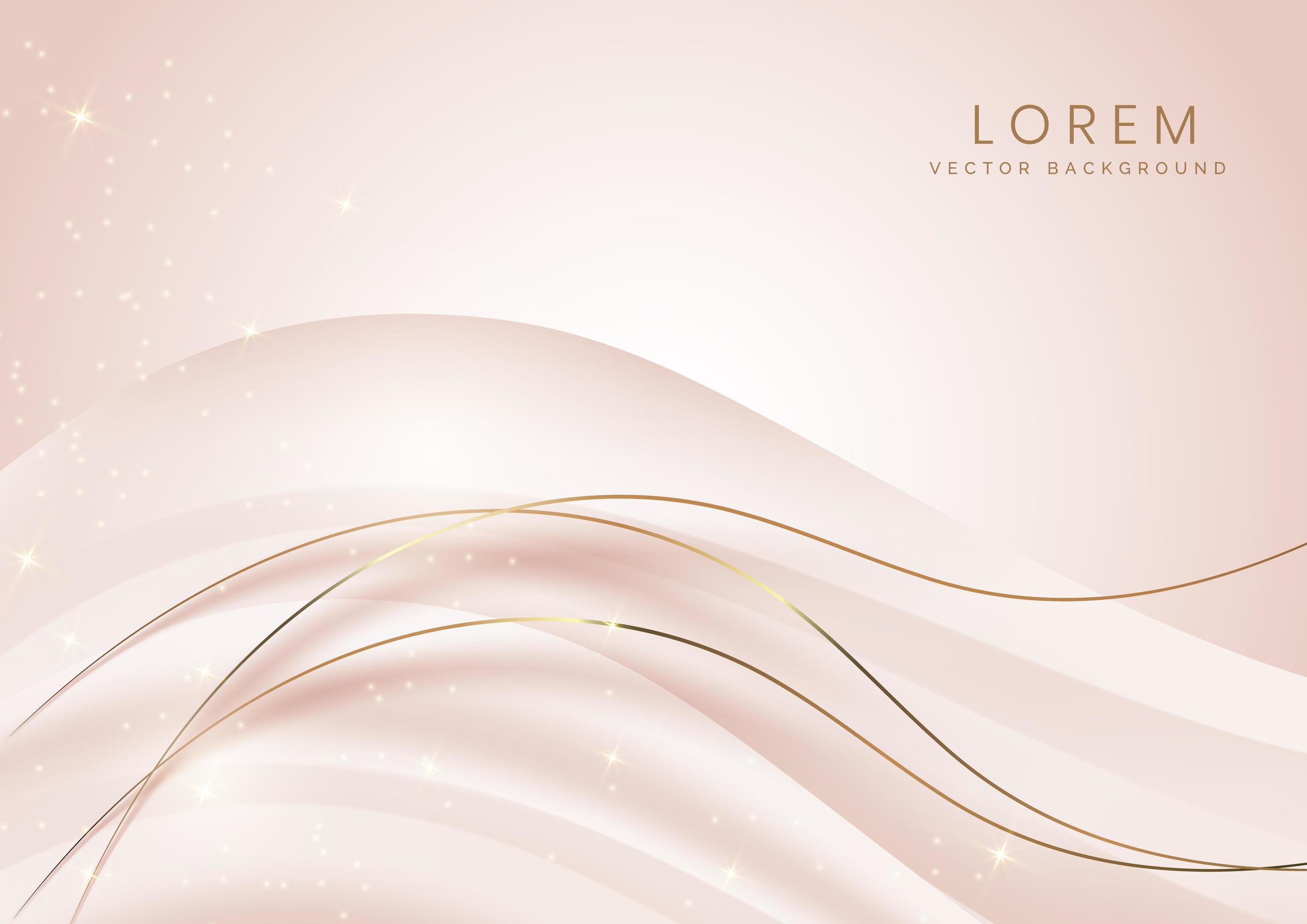 Abstract 3d gold and soft brown curved layers background with lighting ...