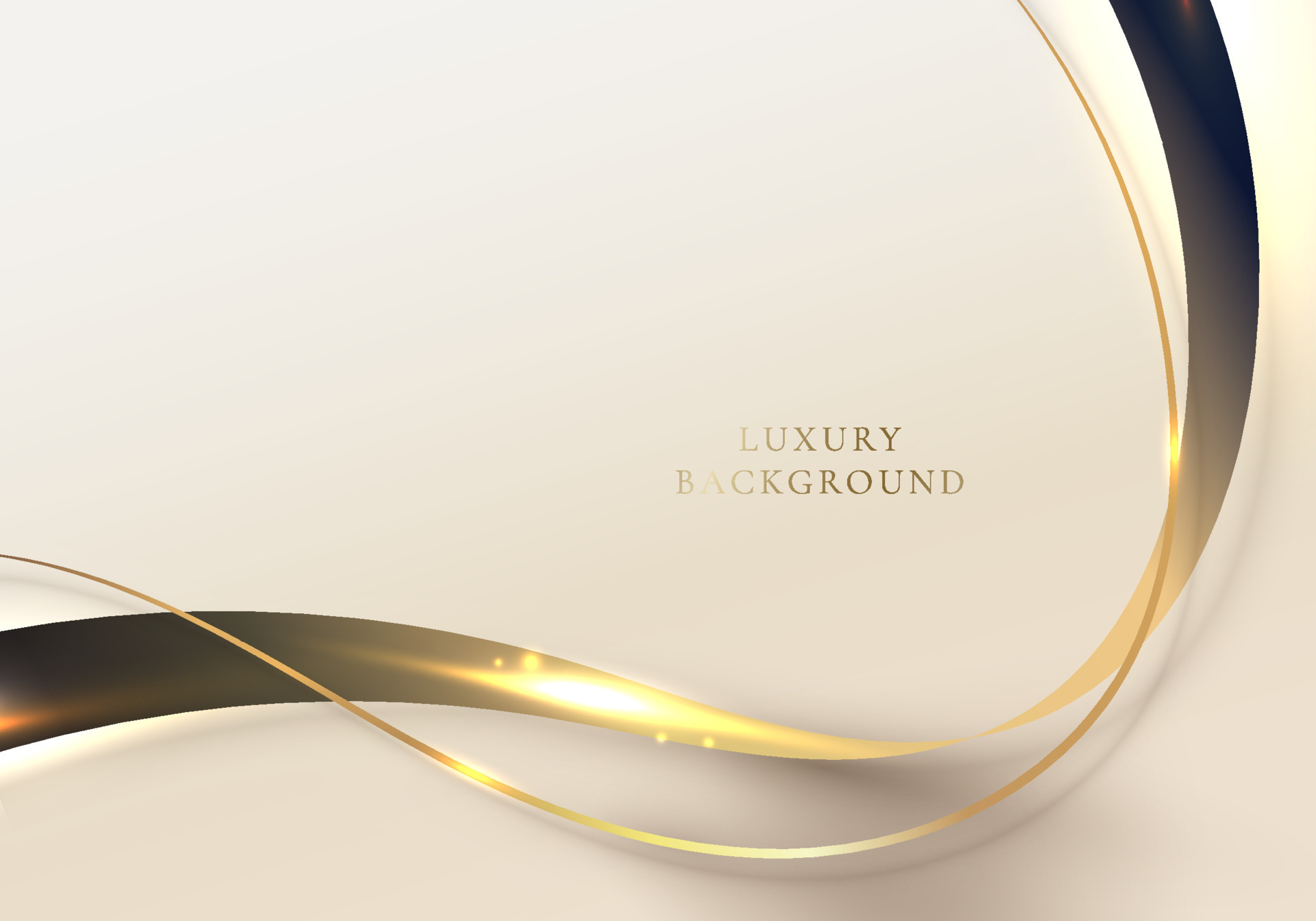 Abstract 3d Elegant Golden Wave Lines And Lighting Effect On Cream