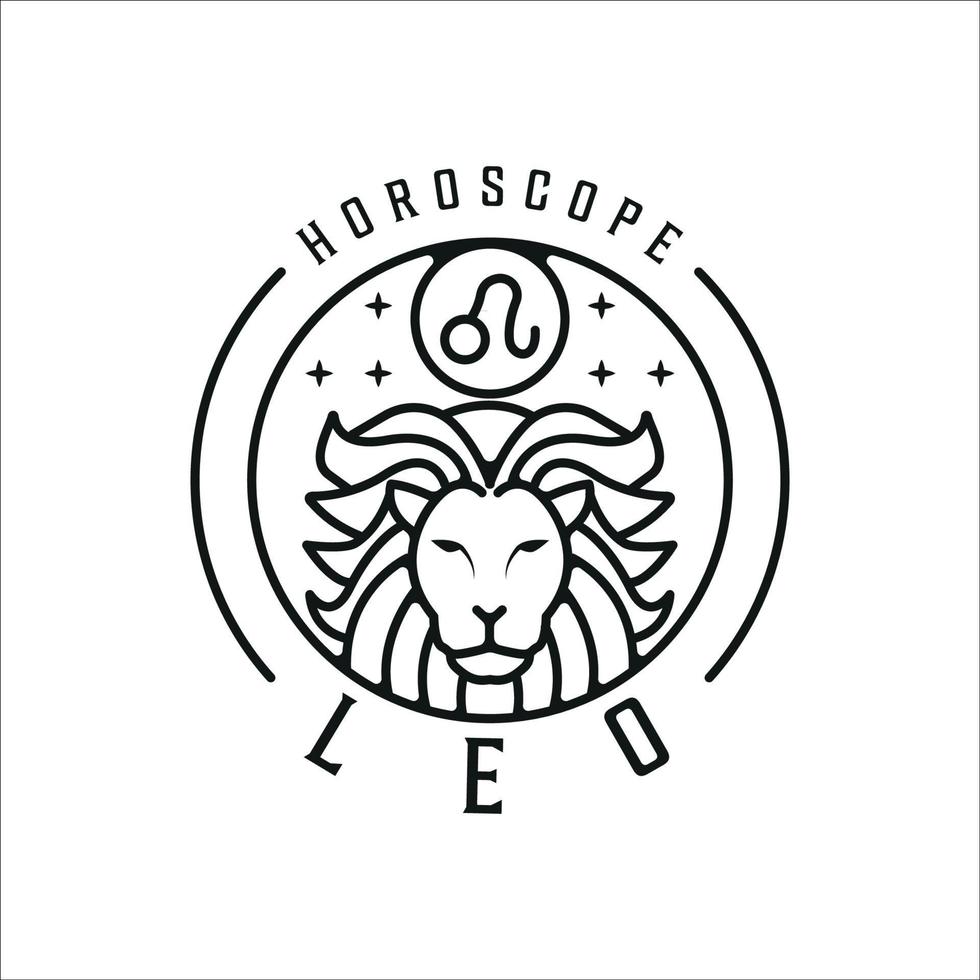 León Zodiaco De Leo Logo Línea Arte Simple Minimalista Vector