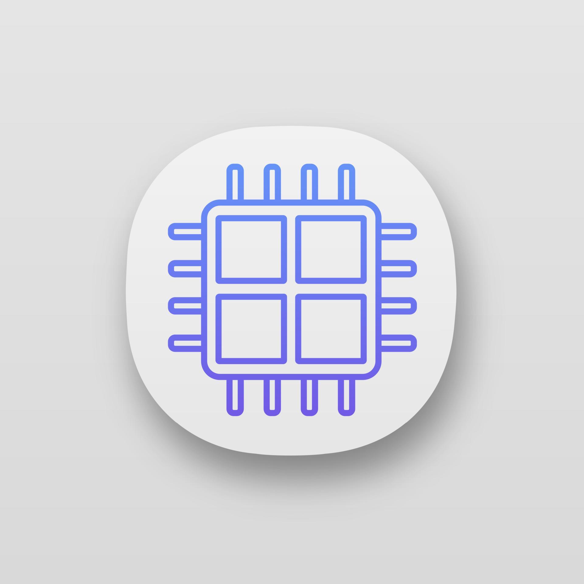 Quad Core Processor App Icon Four Core Microprocessor Microchip