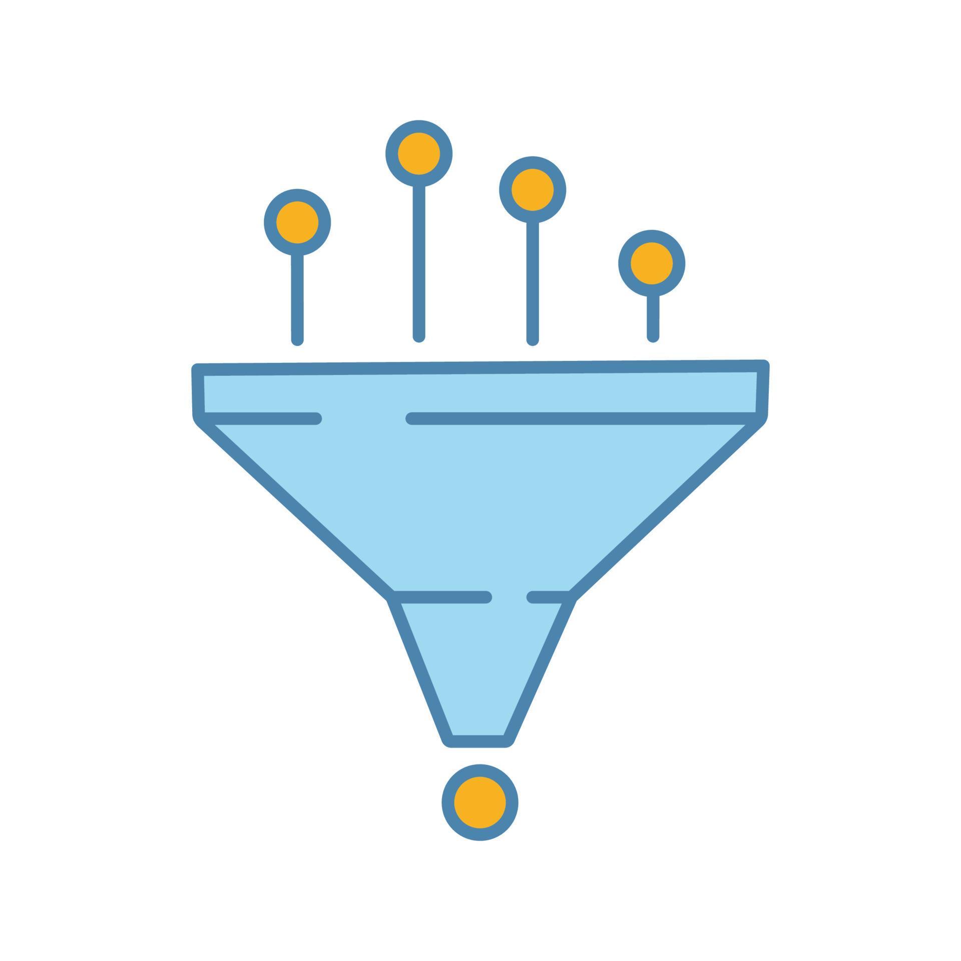 Data Filtering And Structuring System Color Icon Machine Learning Process Data Mining Funnel