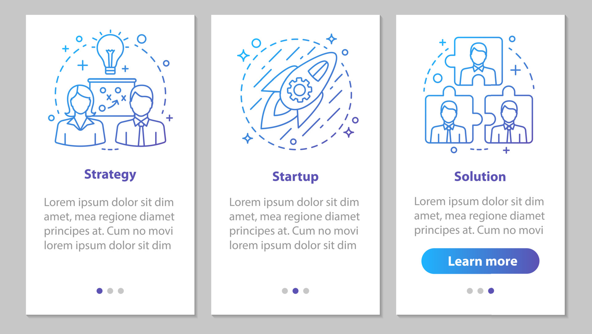 Business Development Onboarding Mobile App Page Screen With Linear Concepts Cooperation And