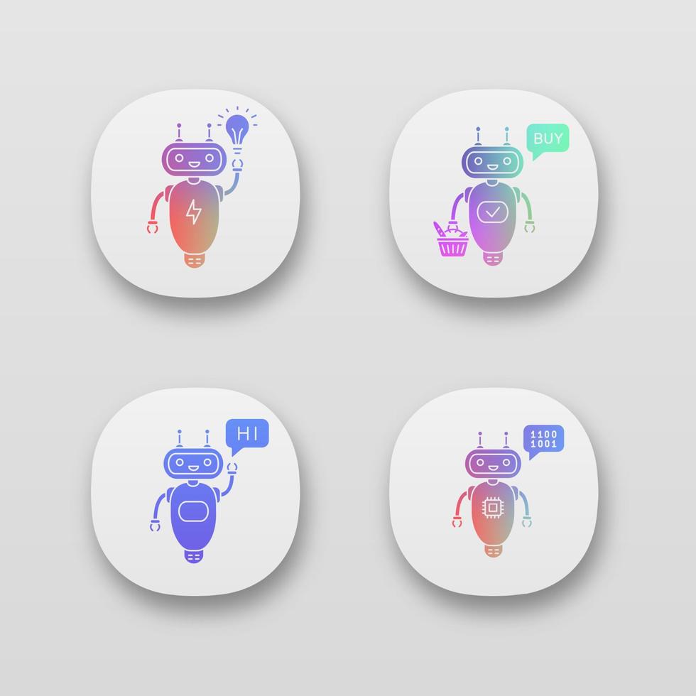 Chatbots App Icons Set Ui Ux User Interface Talkbots Virtual