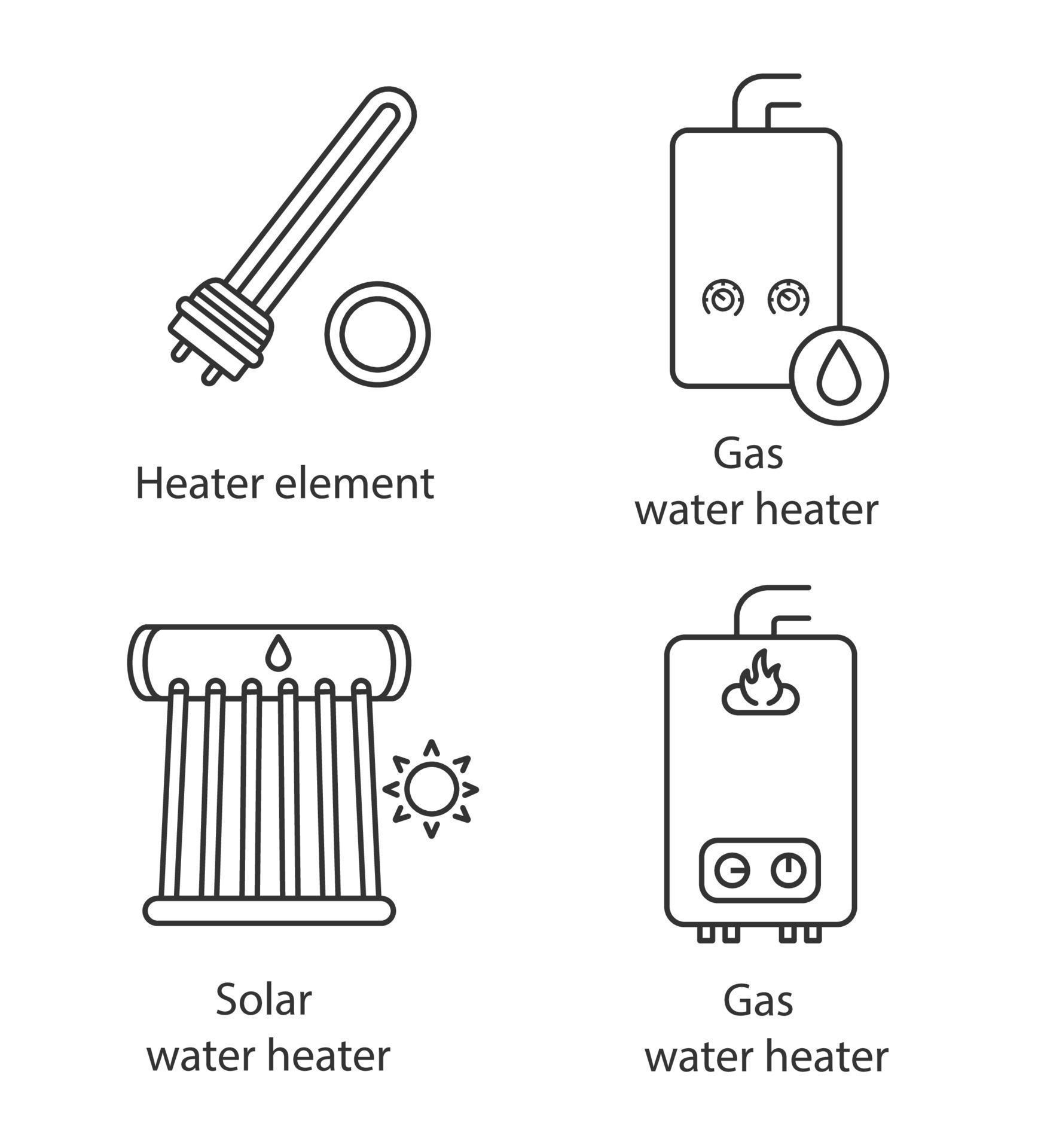 Heating Linear Icons Set Electric And Gas Water Heaters Heating
