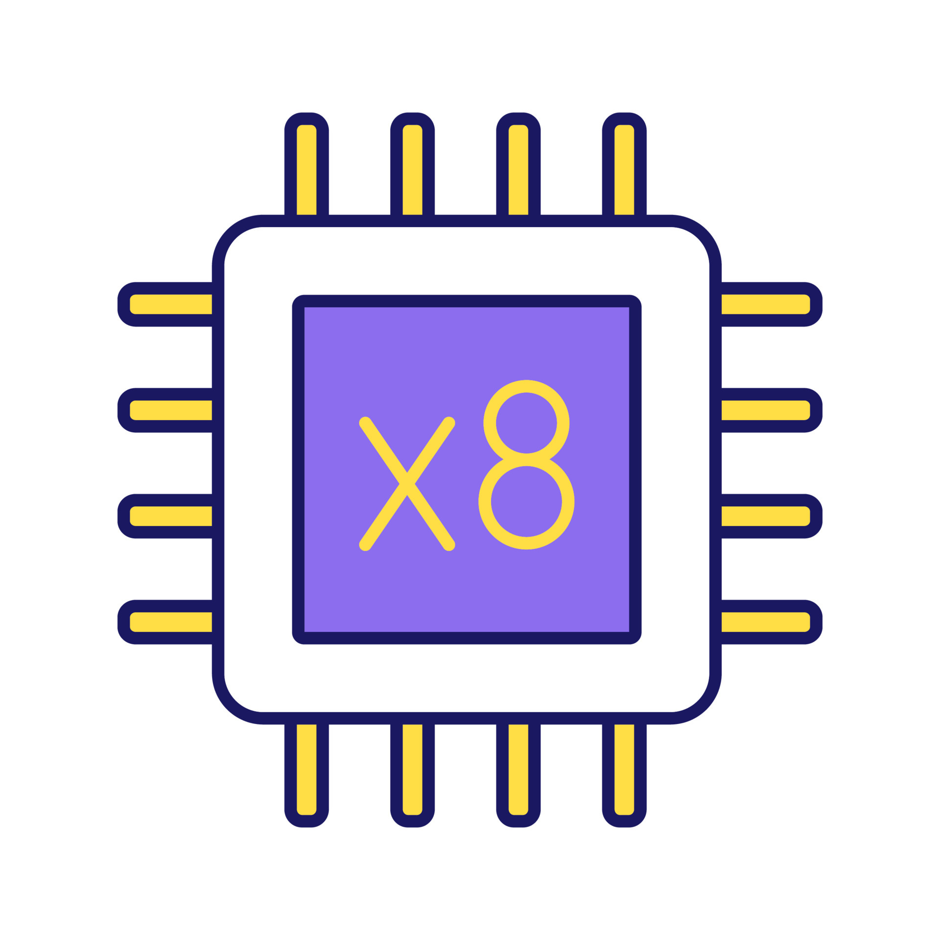 Octa Core Processor Color Icon Eight Core Microprocessor Microchip
