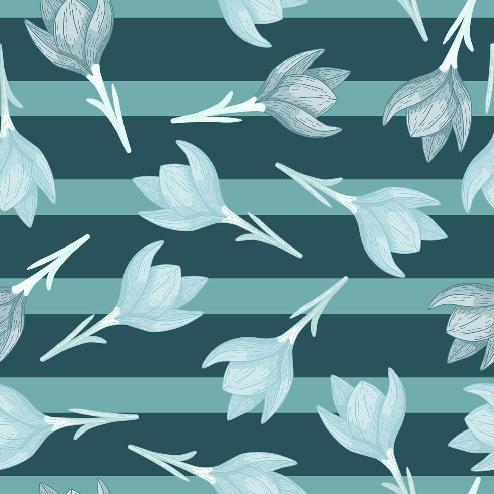 Random seamless nature botanic pattern with blue crocus flower elements ...