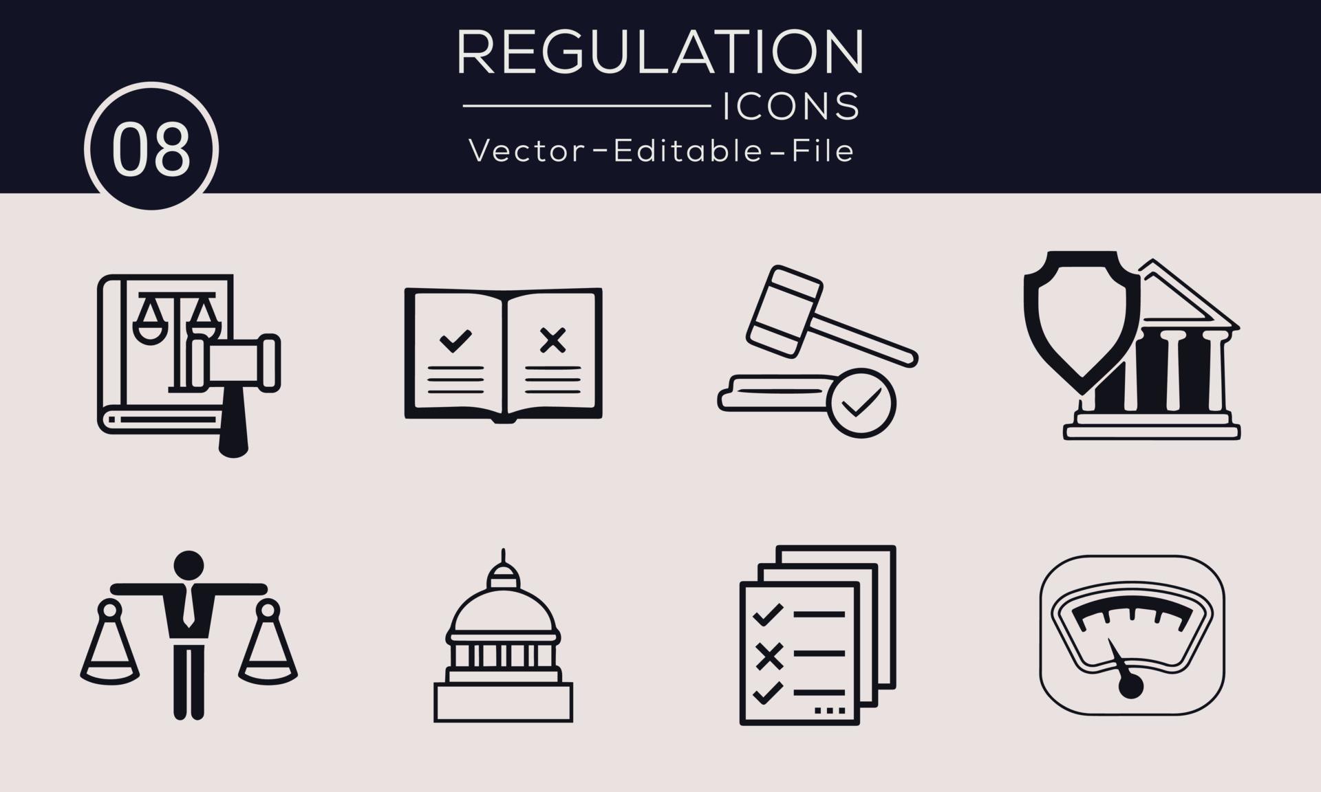 Regulation simple concept icons set. Contains such icons compliance ...