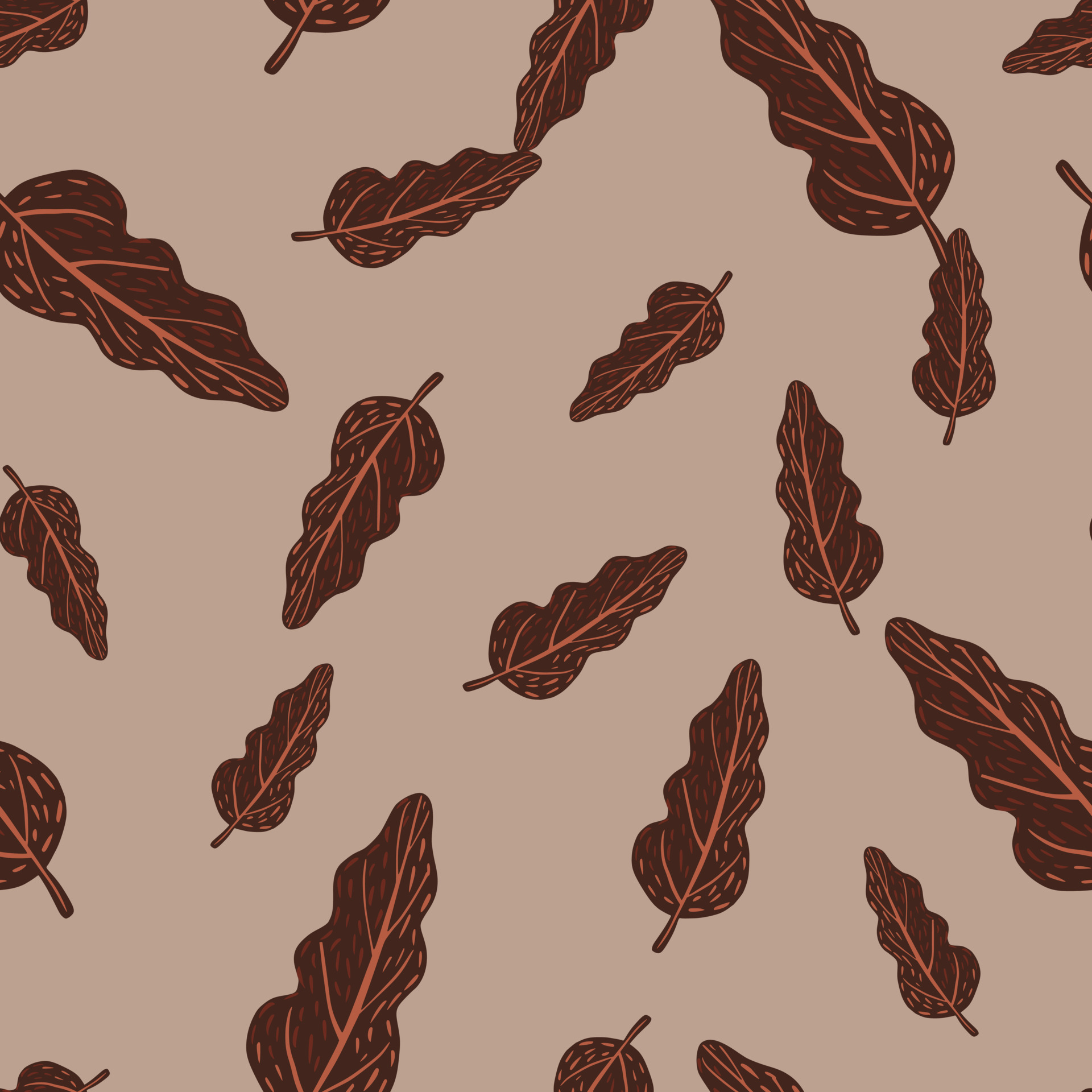 Seamless fall pattern with brown random tree shapes. Pale brown and ...