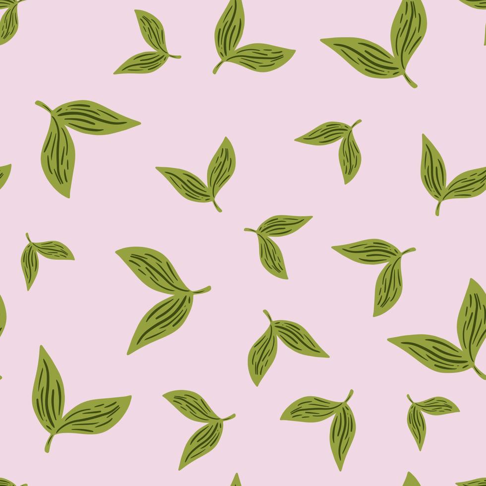 Floral seamless pattern with green random leaves silhouettes. Pastel ...