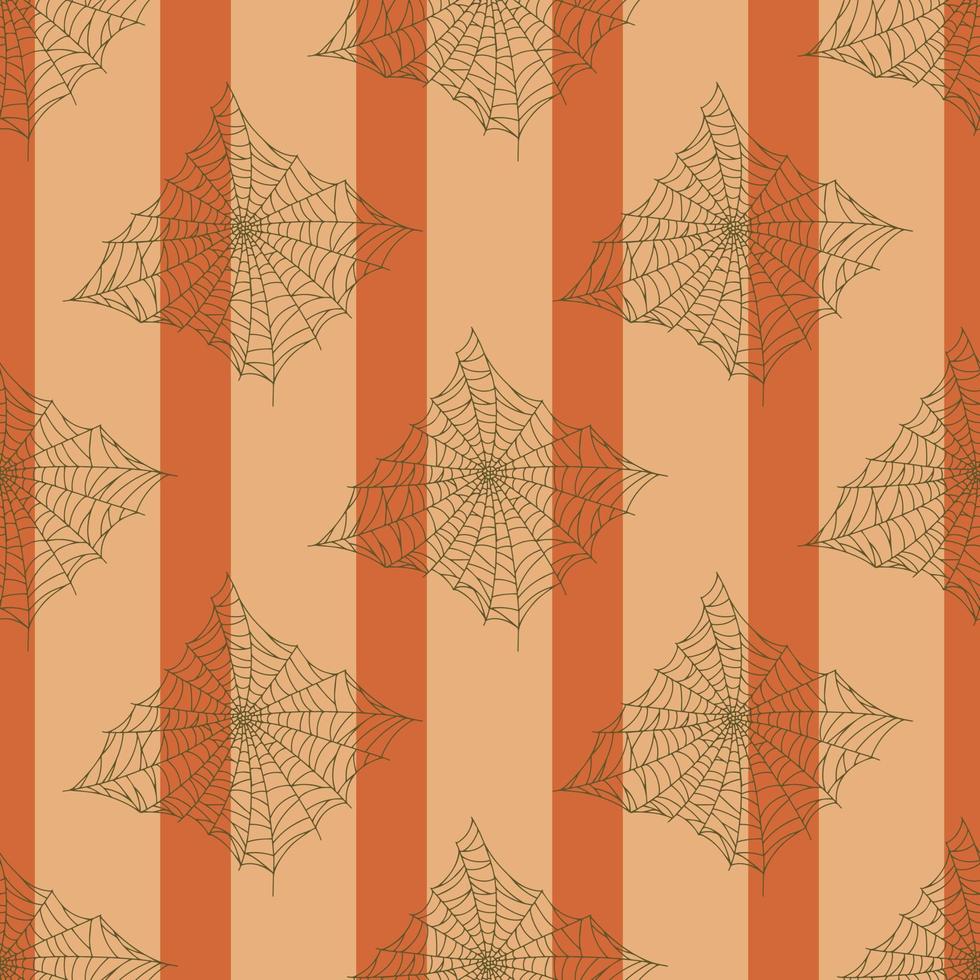 Seamless pattern spider web isolated on orange striped background ...