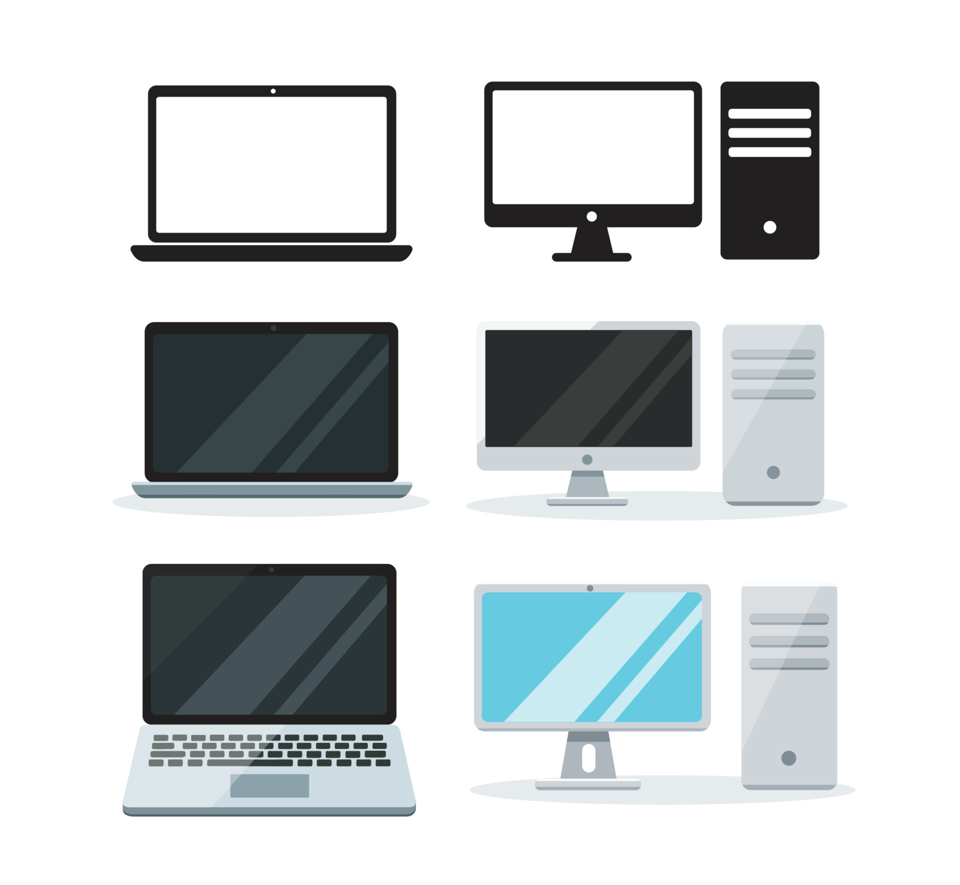 set of laptop and computer vector illustration 5700332 Vector Art at ...