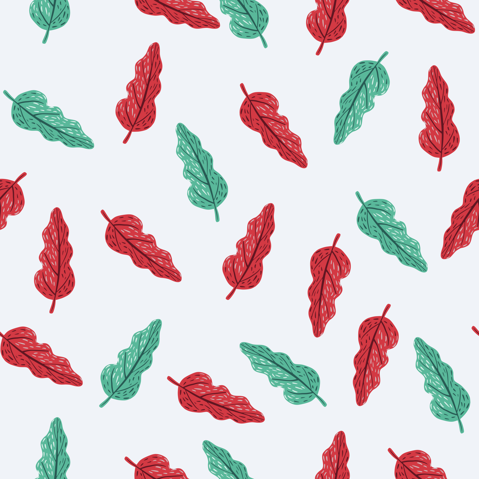 Random isolated seamless pattern with blue and red tree forest ornament ...