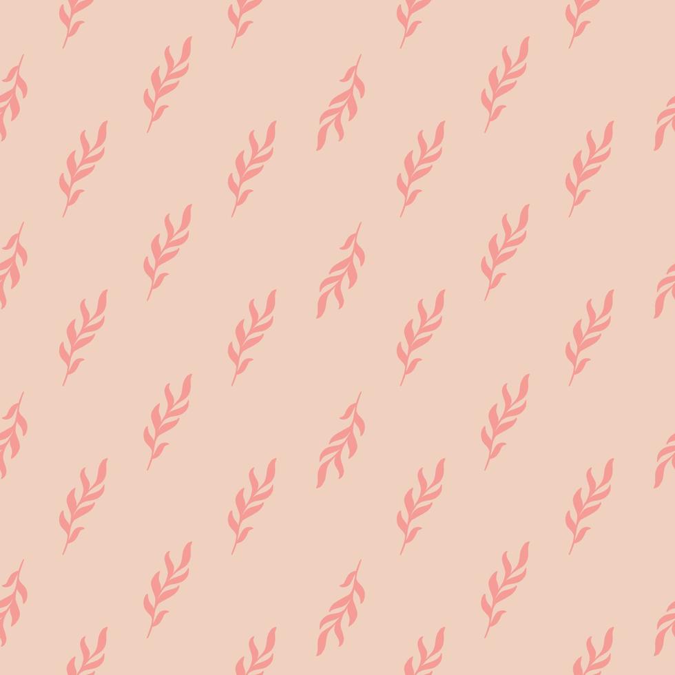 Decorative seamless pattern with hand drawn little leaf branches print ...