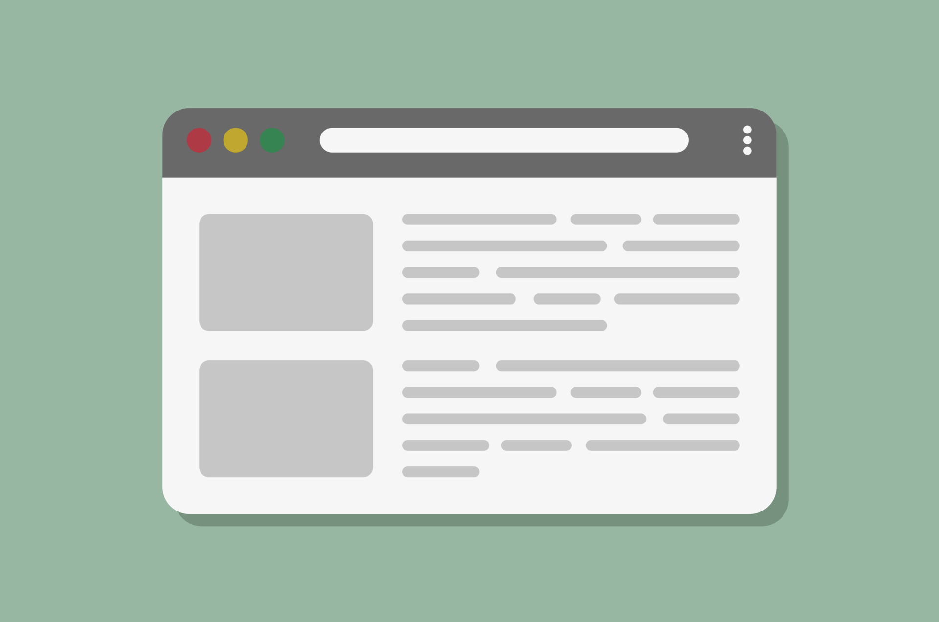 A Simple Vector Illustration Of Web Browser Window With Shadow On A Light Green Background 7161