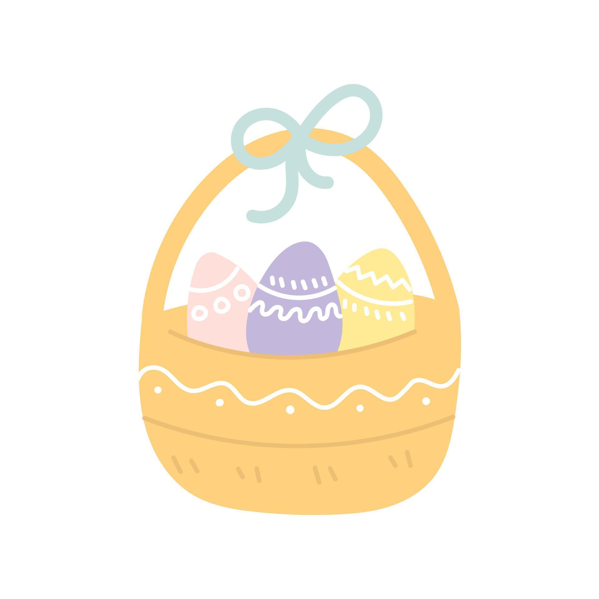 Easter egg basket, vector flat illustration in hand drawn style 5722654 ...