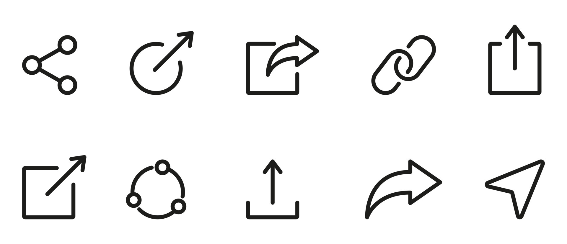 Share Link Button Line Icon. Publish Symbol in Social Media Linear Pictogram. Arrows, Square ...