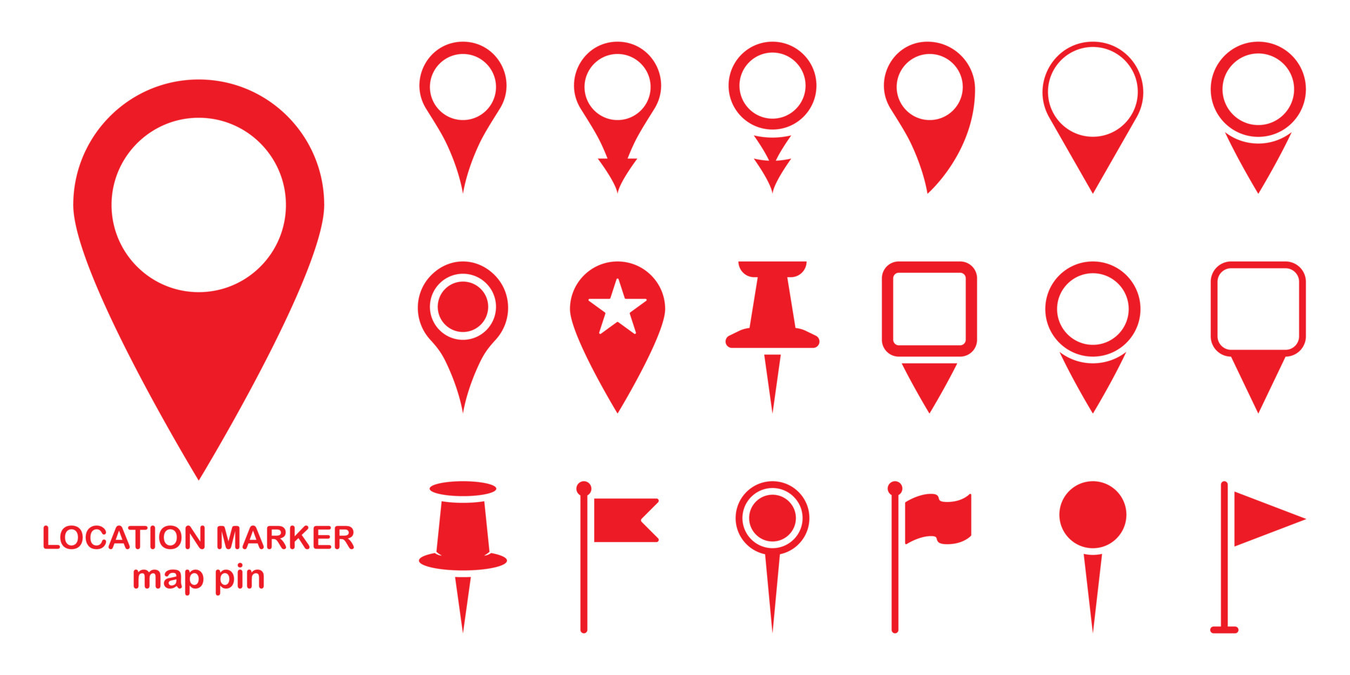 Red Location Pins Sign Set Of Marker Point On Map Place Location Pictogram Pointer Navigation