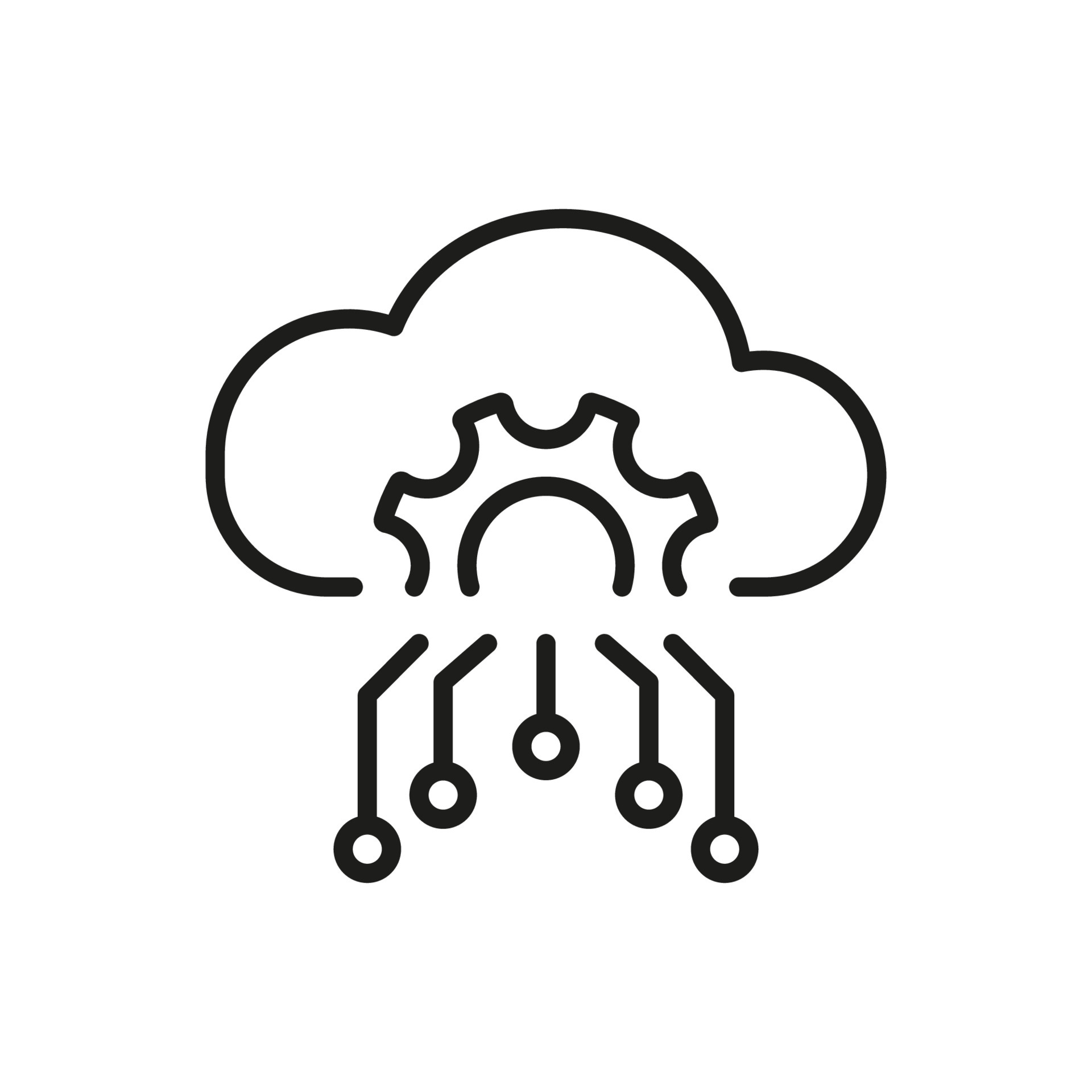 Cloud Server Setting Line Icon Cloud Computing Configuration Linear Pictogram Digital Cloud